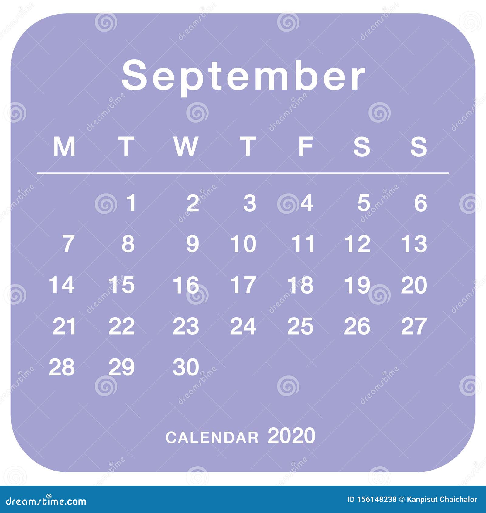 September 2020 Planning Calendar . Simple September 2020 Calendar Stock ...
