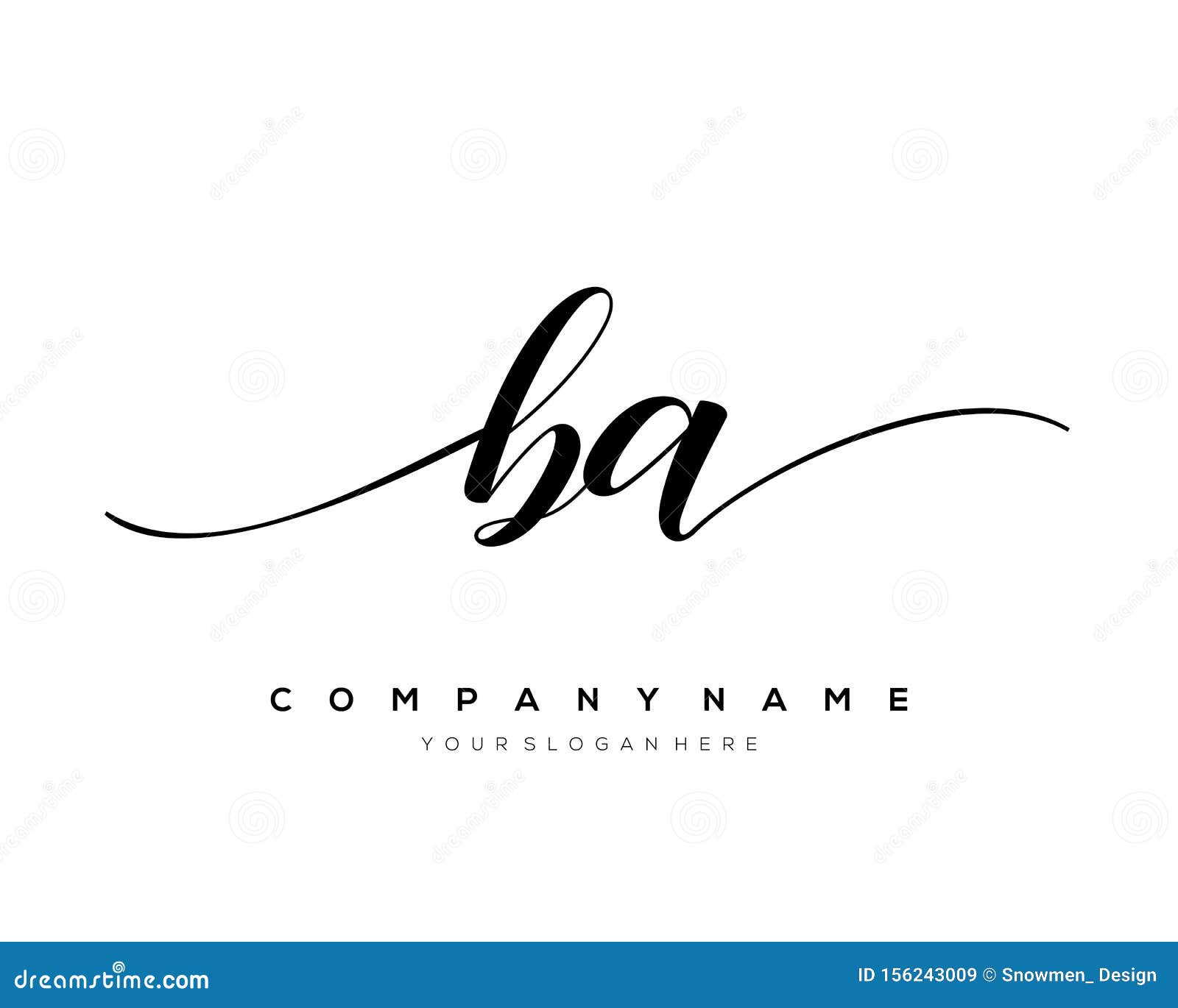 BA Initial Handwriting Logo Template Vector. Stock Vector ...