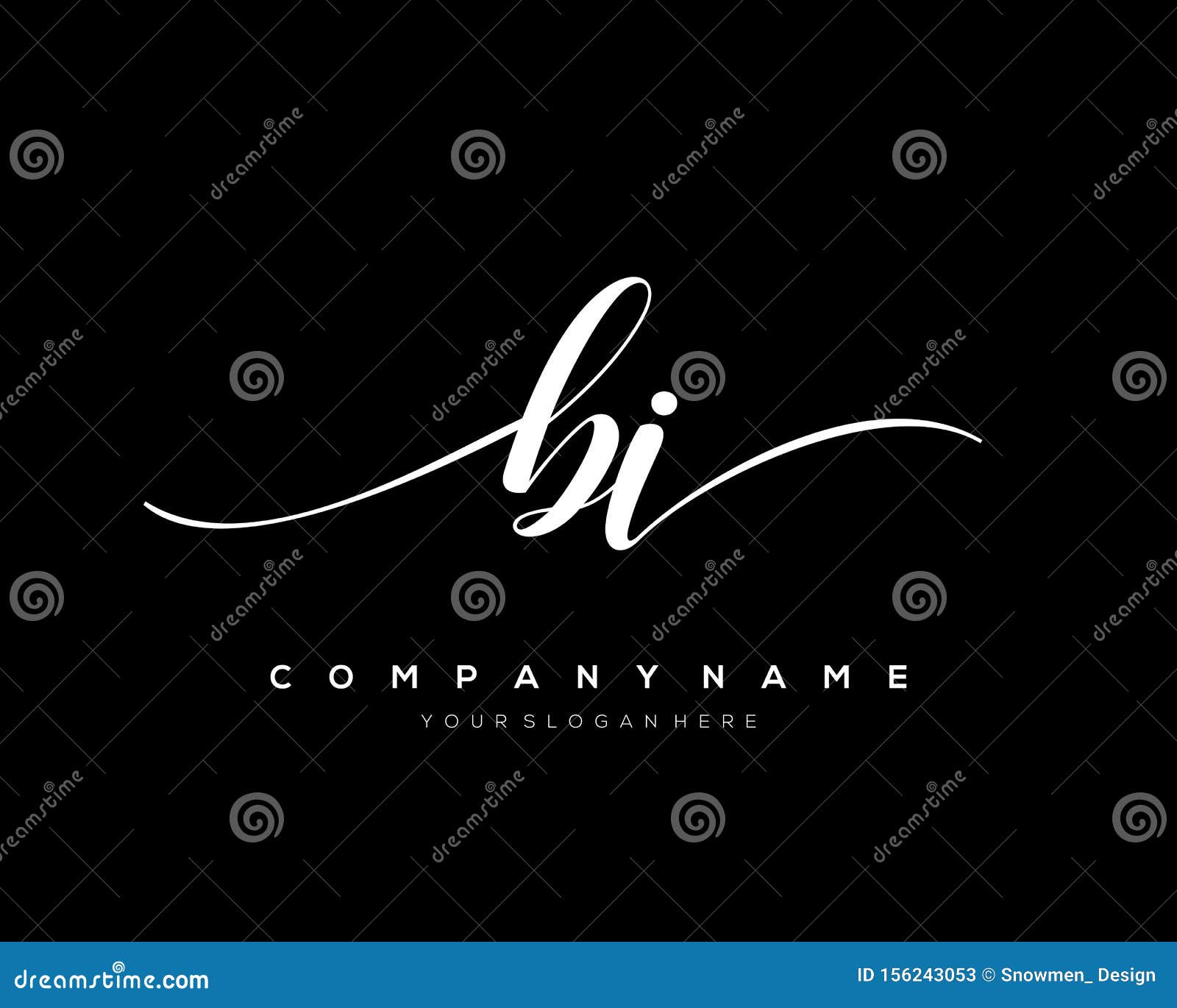 BI Initial Handwriting Logo Template Vector. Stock Vector ...