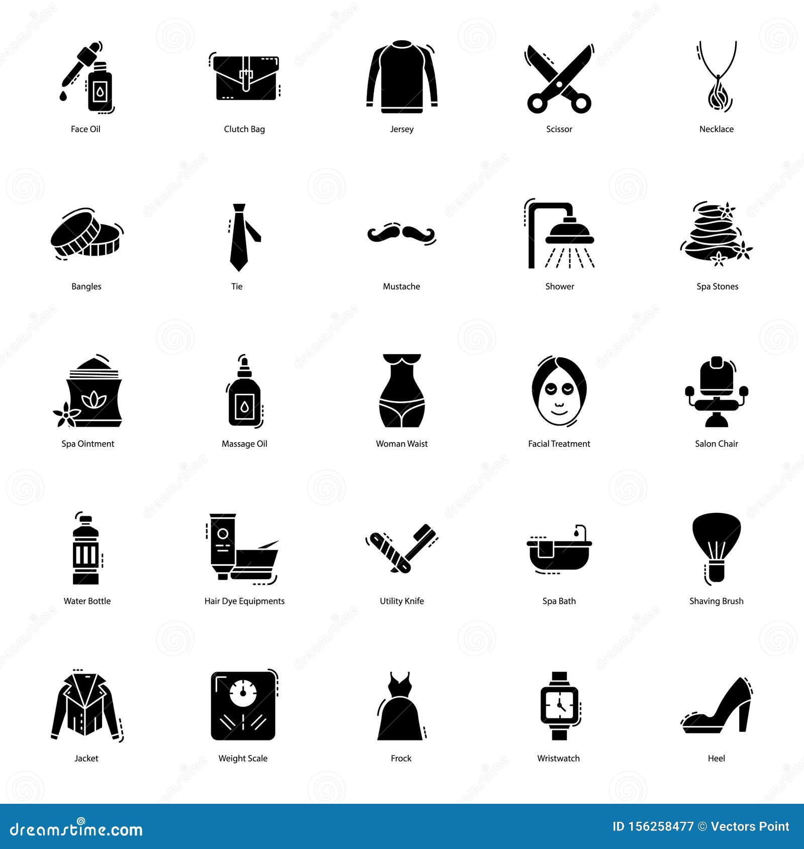 Health, Spa and Salon Icon Pack Stock Vector - Illustration of apparel ...