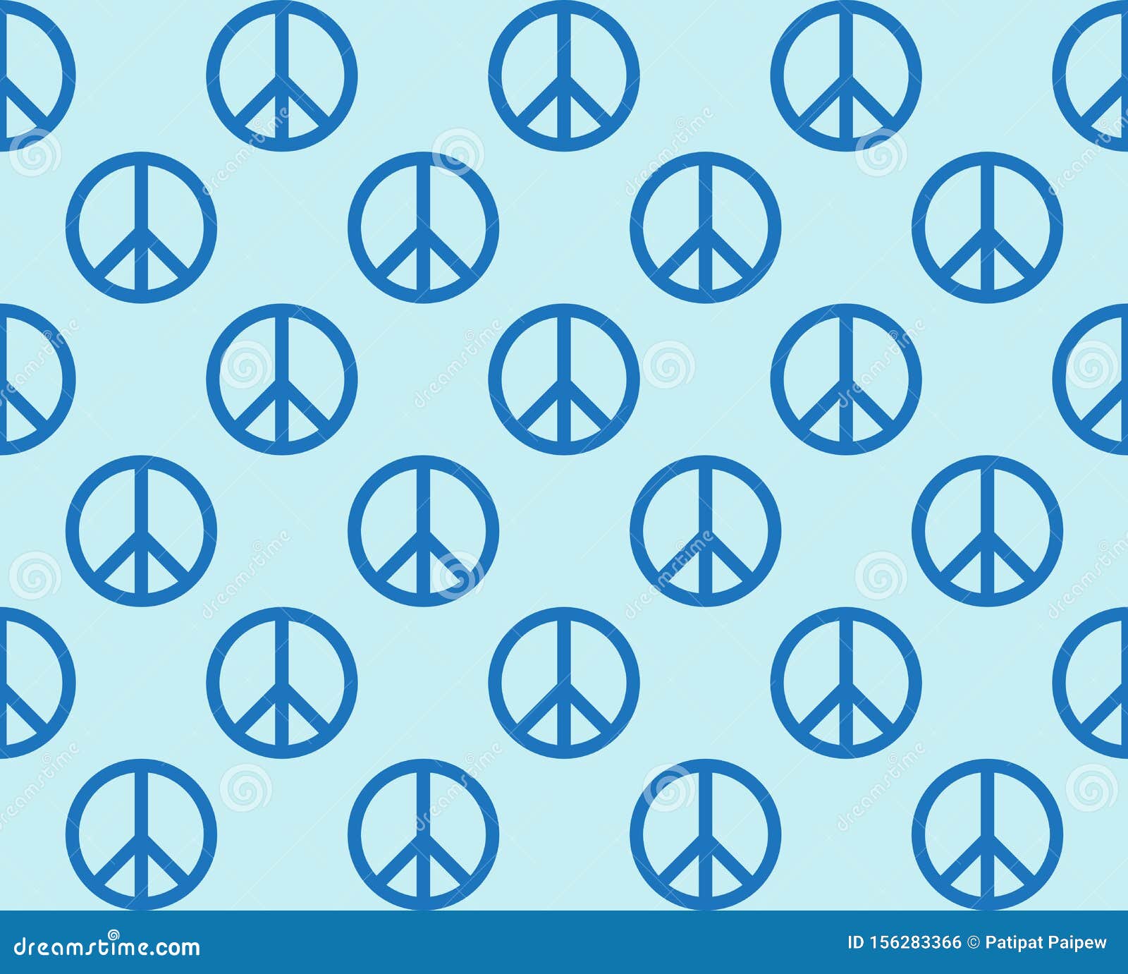 Seamless Pattern of Peace Symbol Icon on Blue Background Stock Vector ...