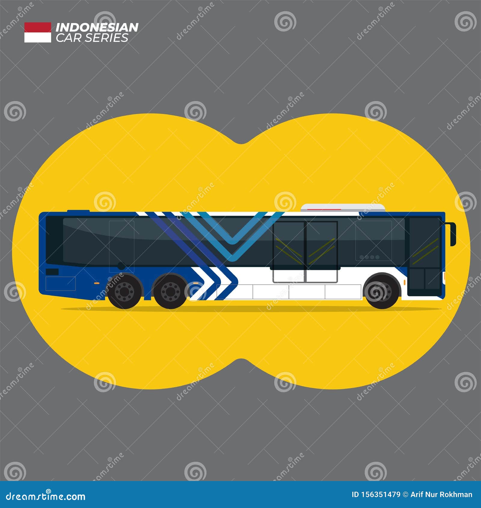 Indonesian Car - Transjakarta Blue Vector Illustration Stock Vector ...