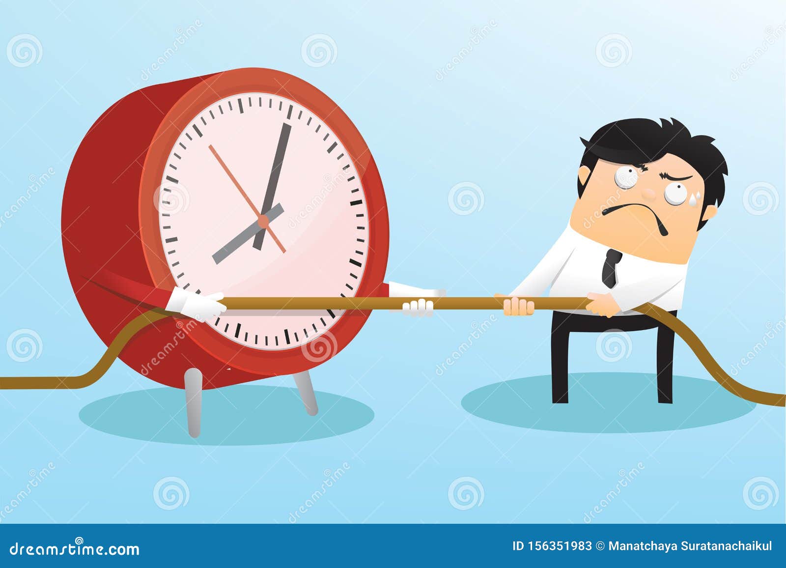 Clock and Businessman Fighting Tug of War Stock Vector - Illustration ...
