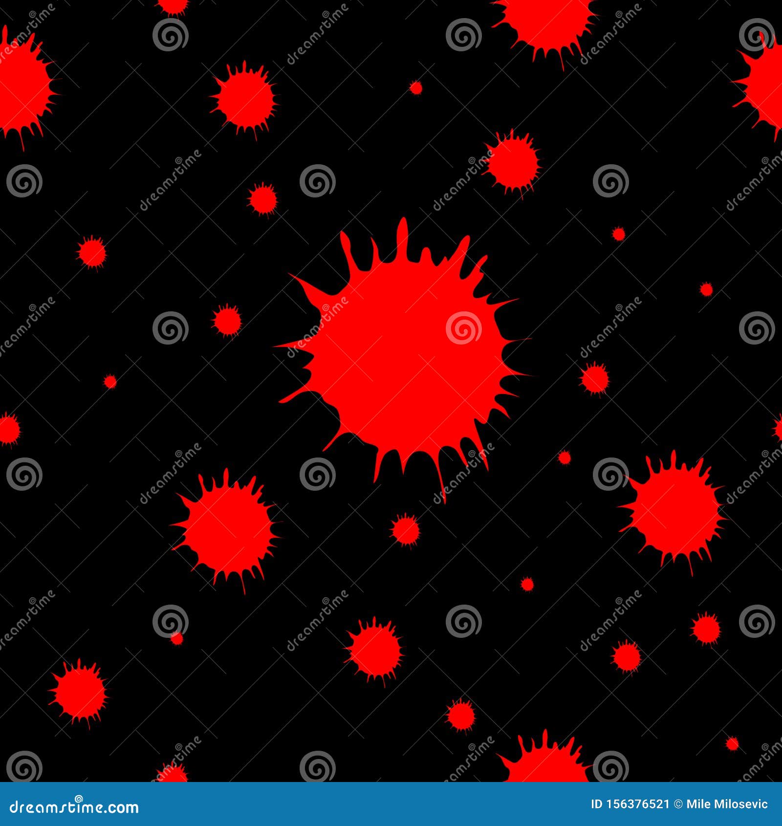 Ink Splash Pattern. Red Ink Splatter on Black Background, Vector ...