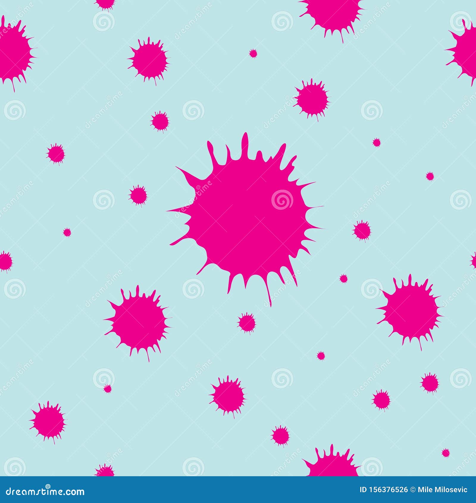 Ink Splash Pattern. Pink Ink Splatter on Blue Background, Vector ...