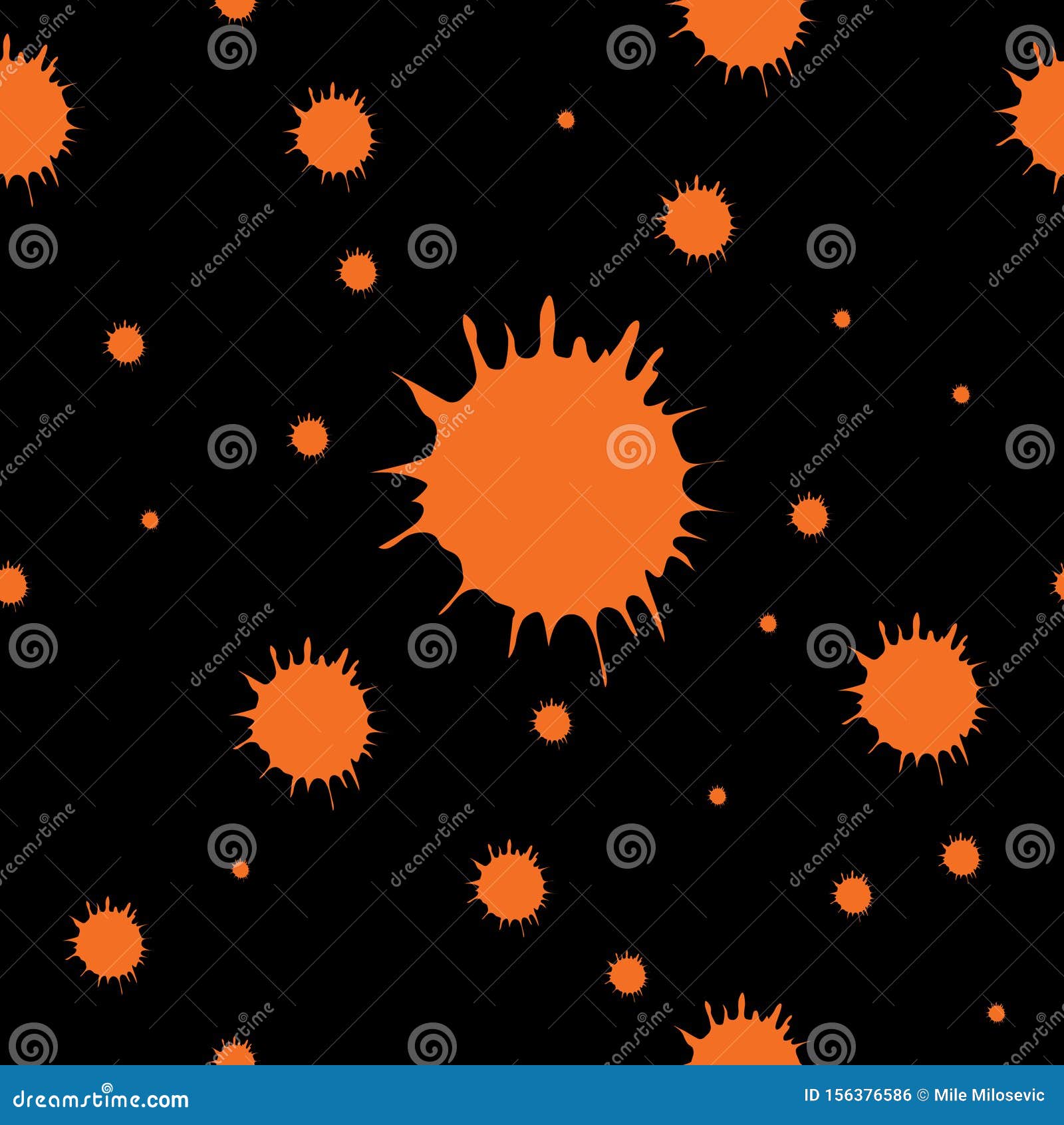 Ink Splash Pattern. Orange Ink Splatter on Black Background, Vector ...