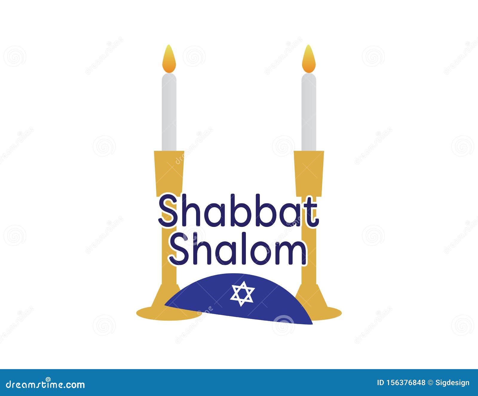 Shabbat Shalom Logo with Blue Kippah Stock Vector - Illustration of ...