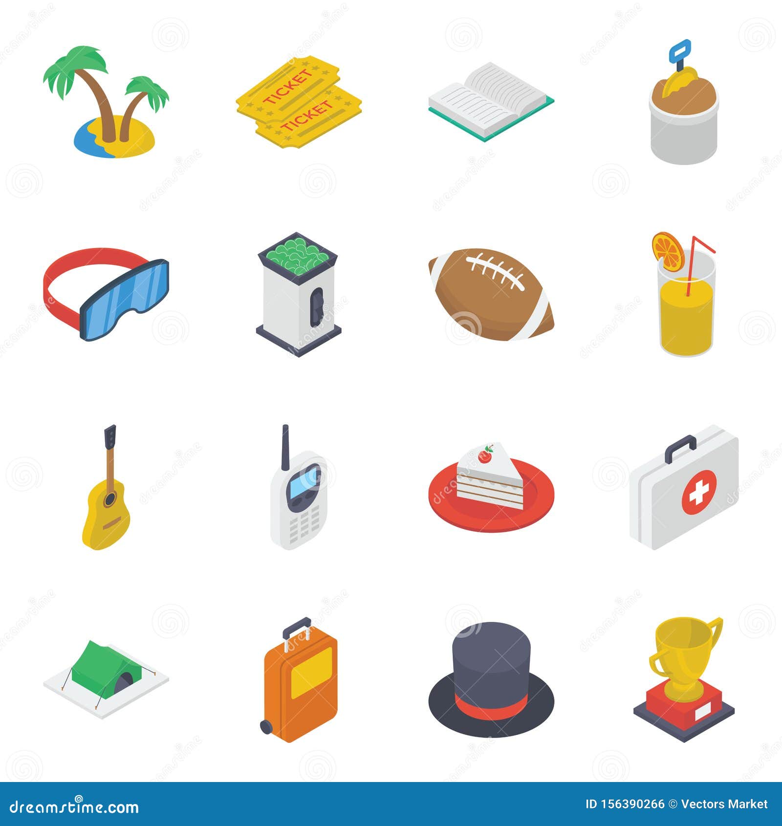 Outdoor Activities Isometric Icons Pack Stock Vector - Illustration of ...