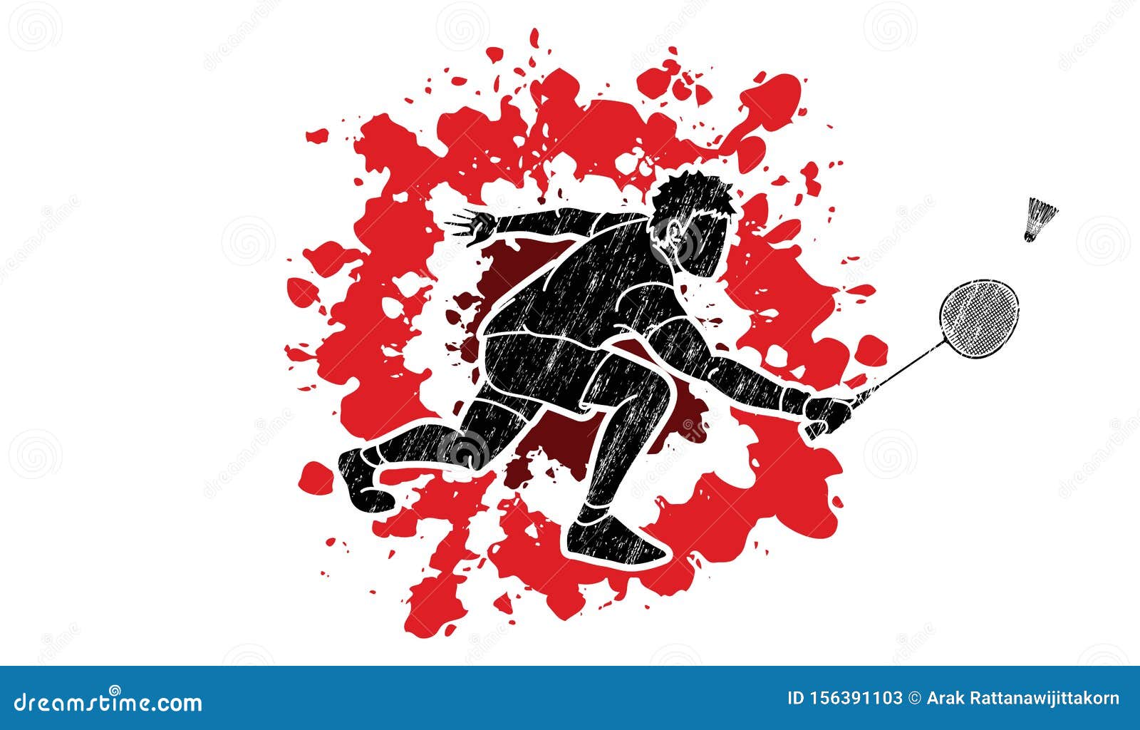 Badminton Player Action Cartoon Graphic Stock Vector - Illustration of ...