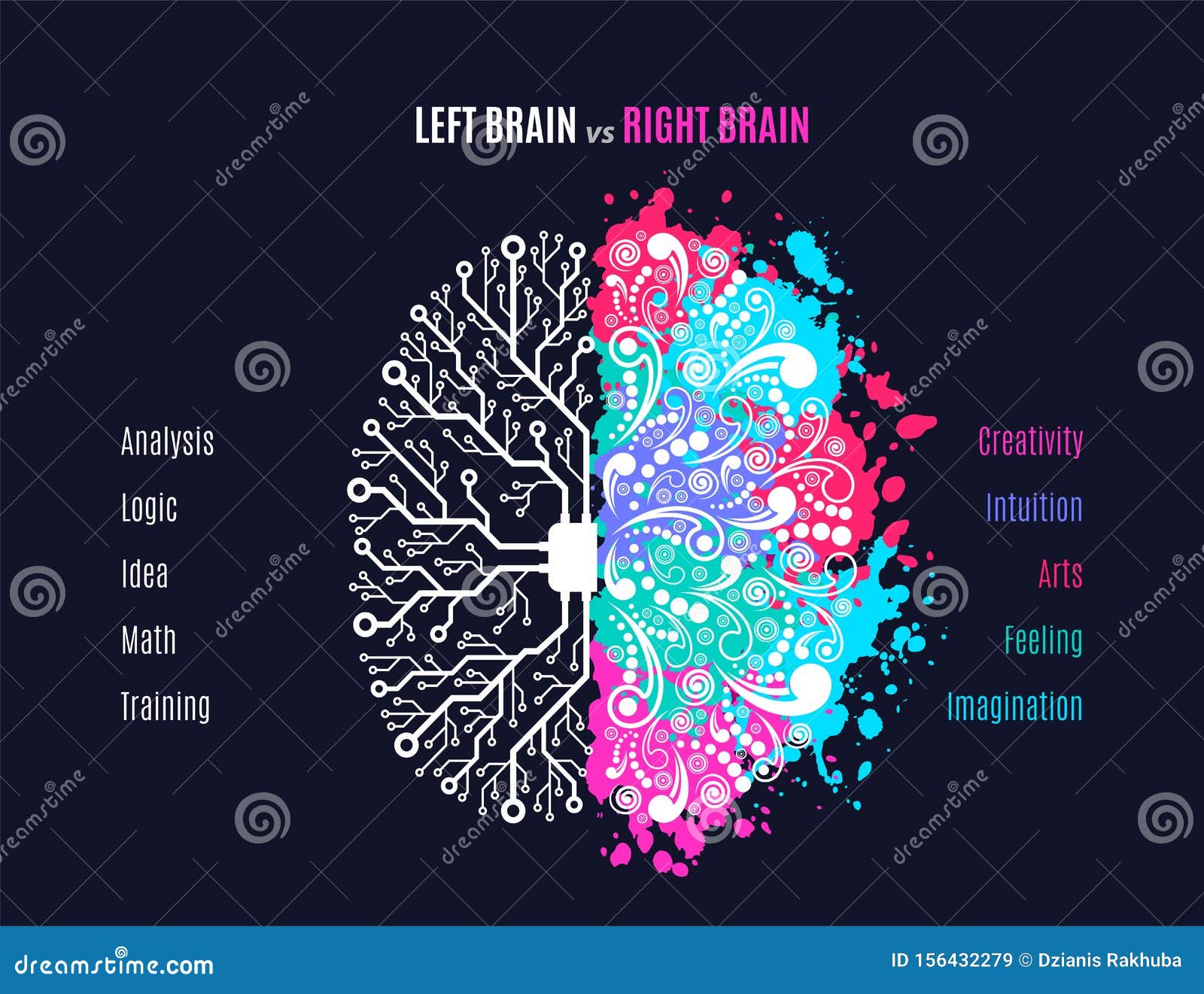 Left and Right Brain Concept Stock Vector - Illustration of concept ...