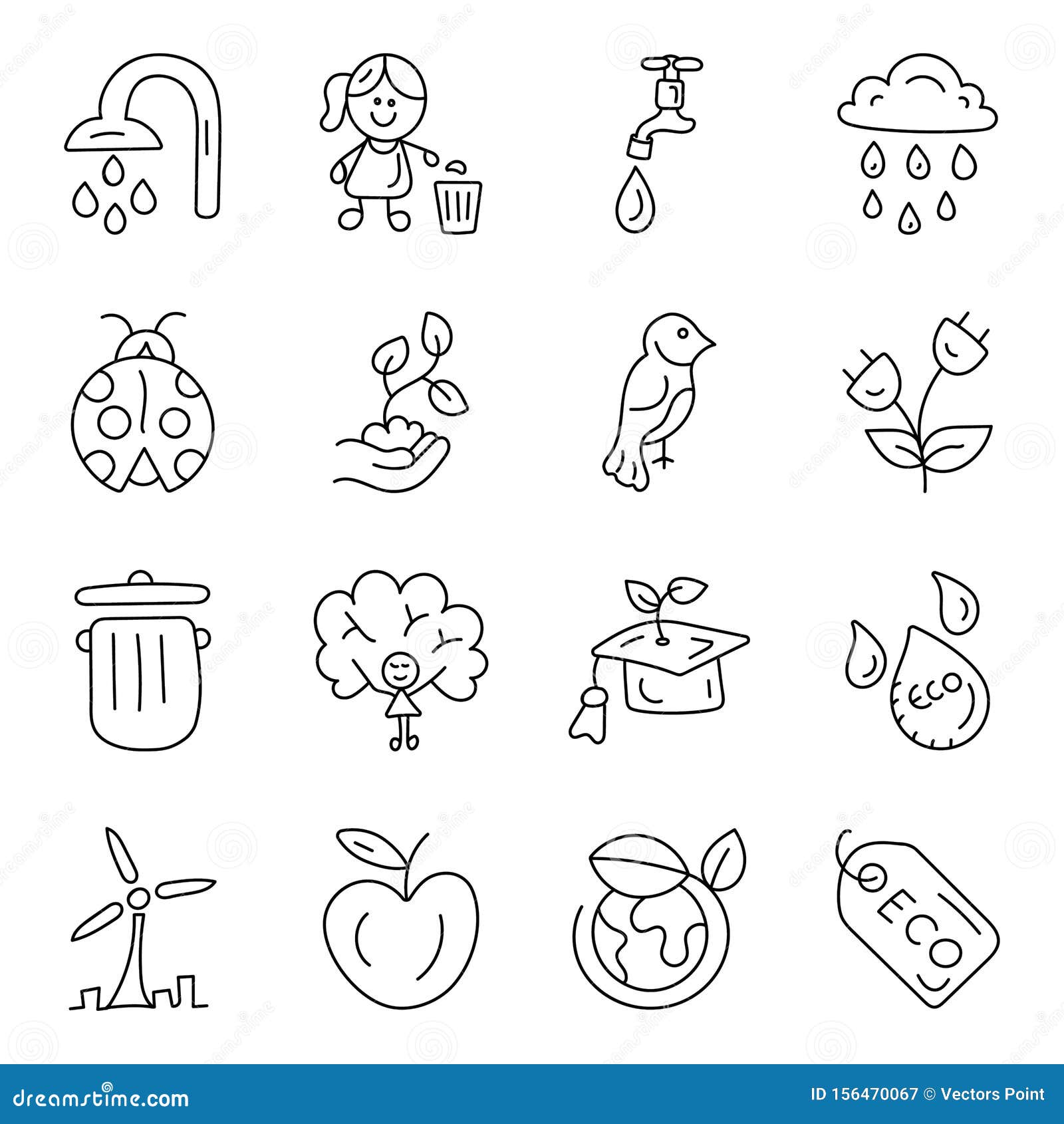 Special Days Drawing Icons Pack Stock Vector - Illustration of head ...