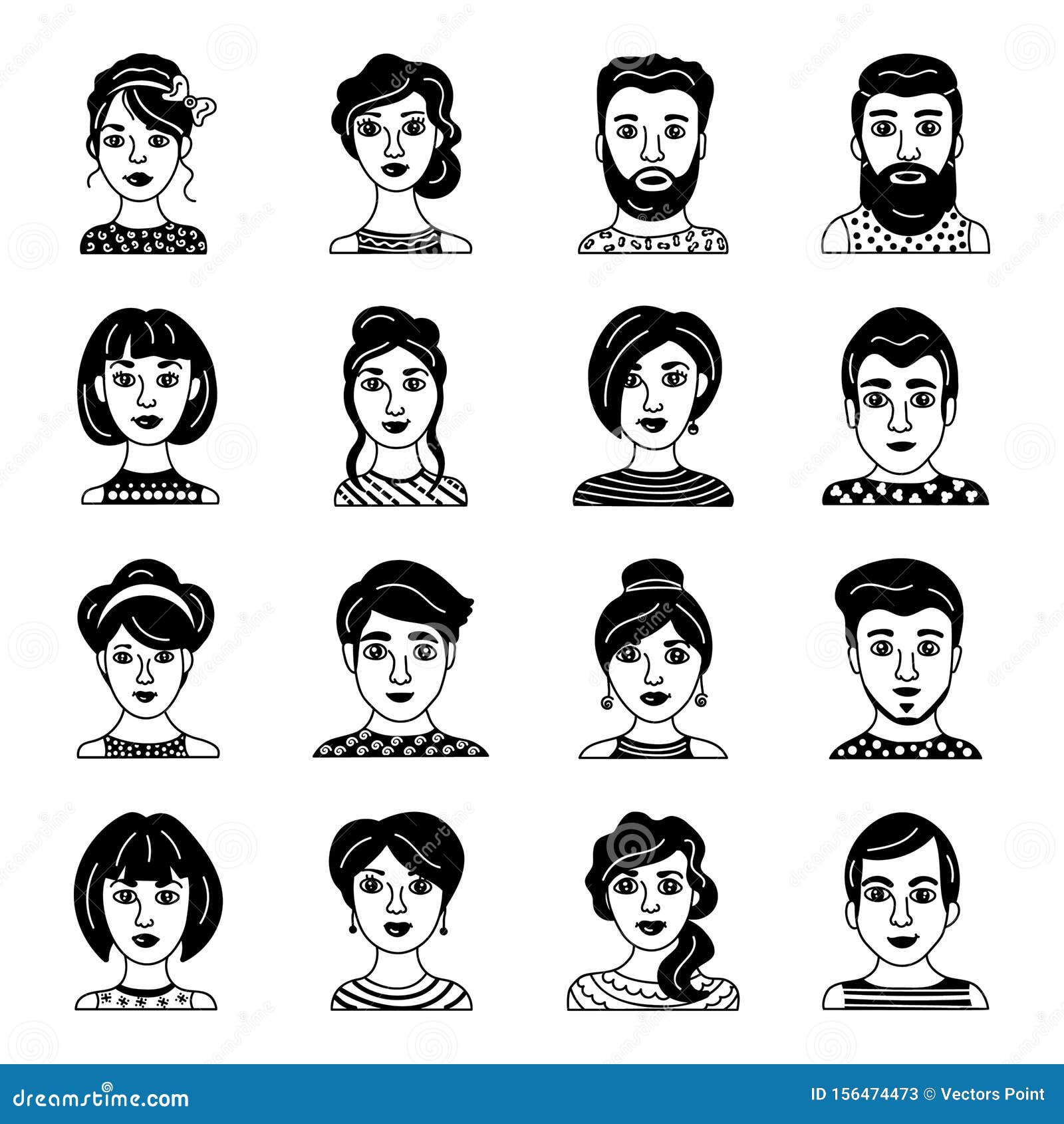 Human Character Icons Pack stock vector. Illustration of persons ...
