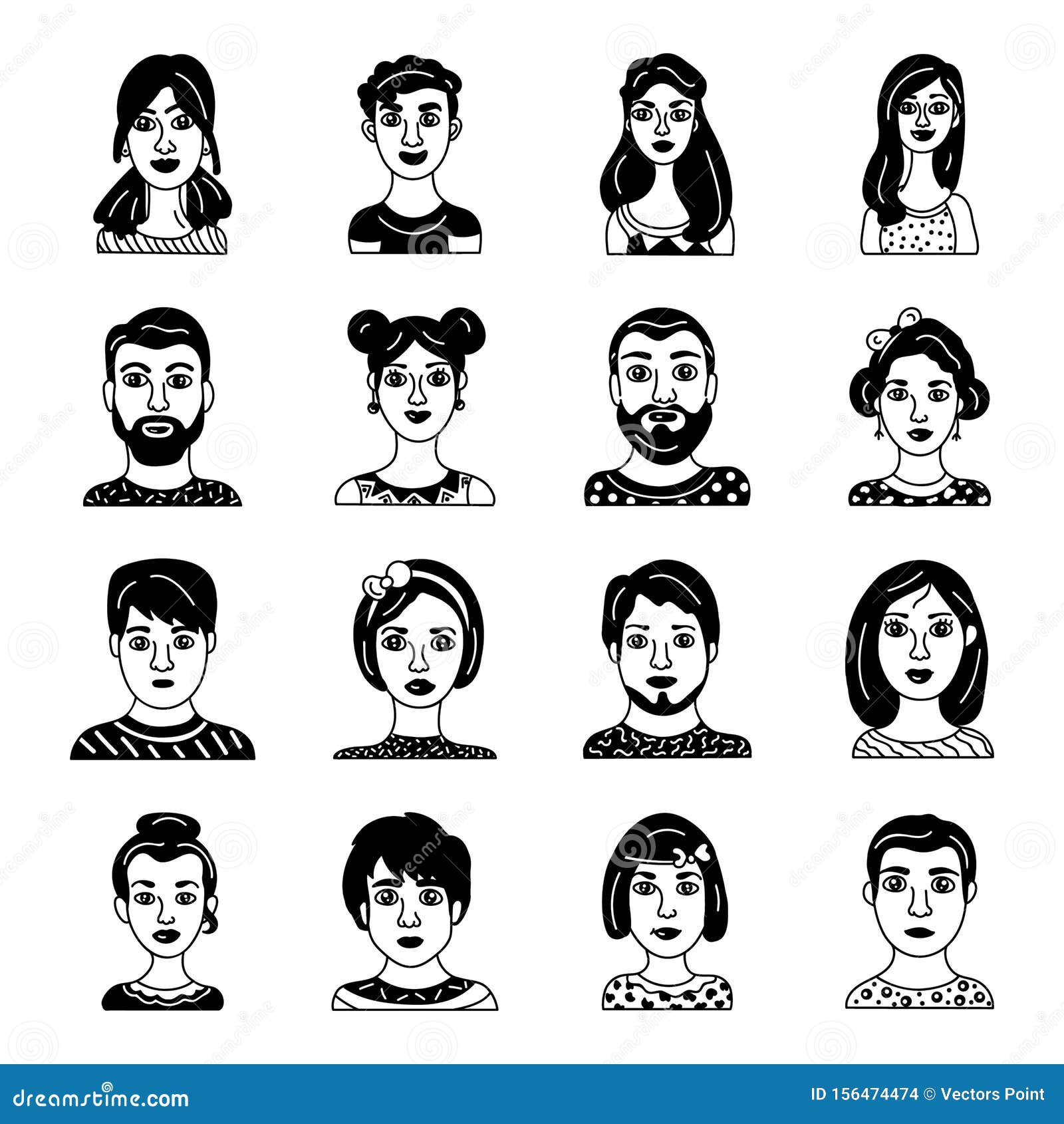 Human Avatar Icons Pack stock vector. Illustration of teen - 156474474