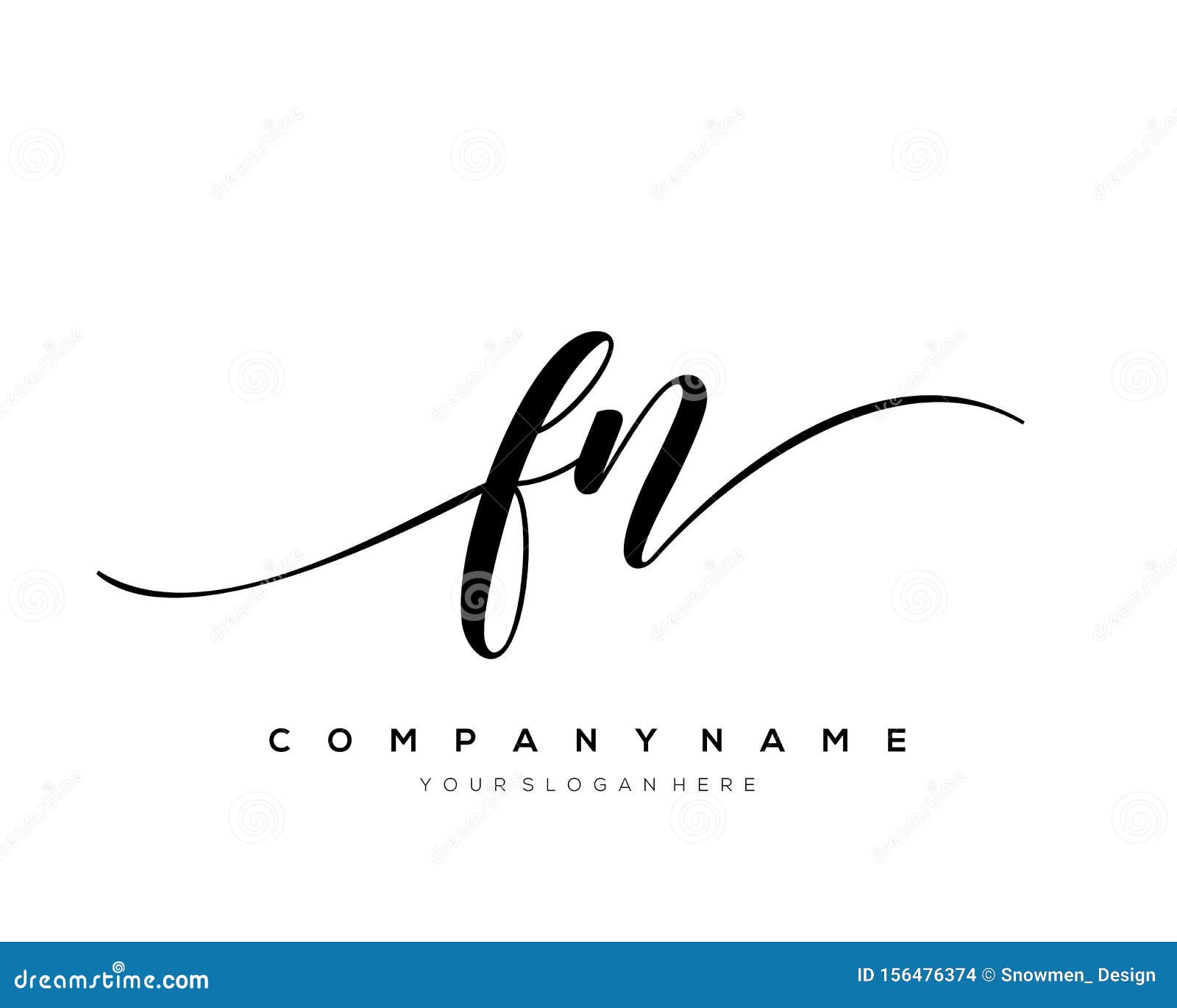 FN Initial Handwriting Logo Template Vector. Stock Vector ...