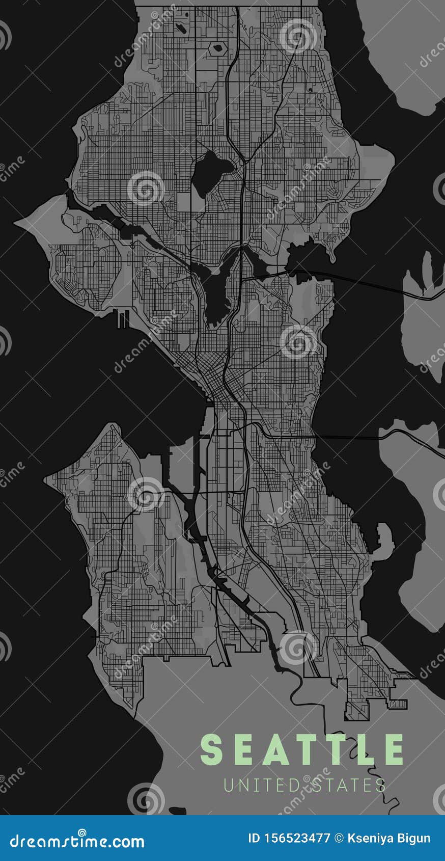 Seattle USA City Map in Retro Style. Outline Map Stock Vector ...
