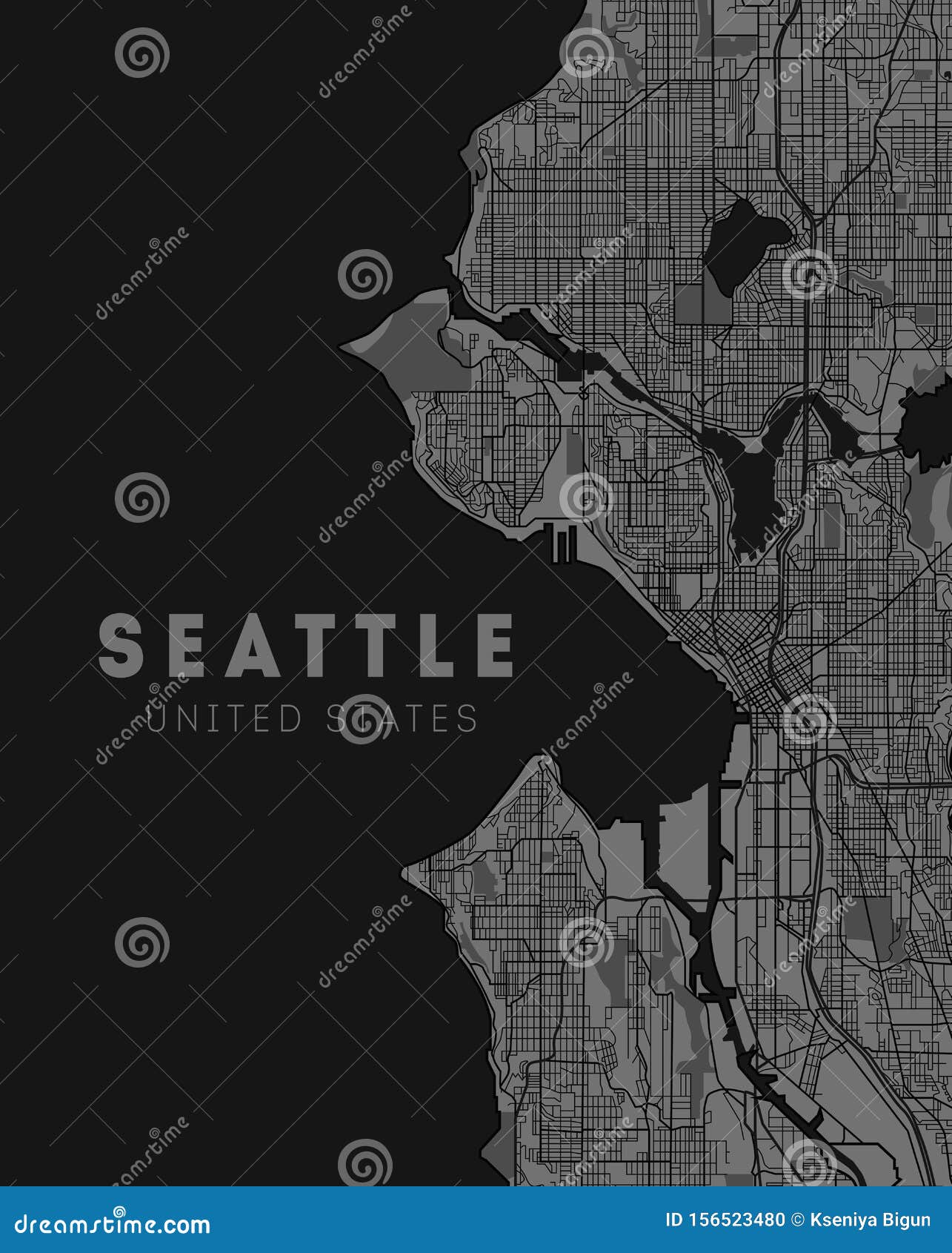 Seattle USA City Map in Retro Style. Outline Map Stock Vector ...