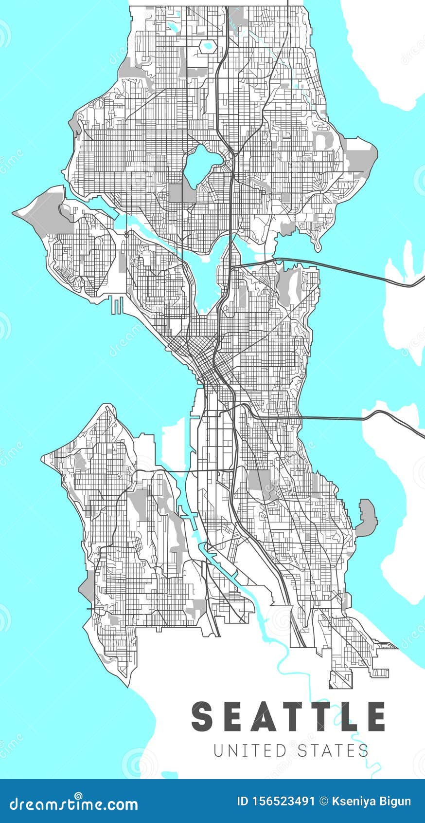 City Map Seattle, Travel Vector Poster Design. Washington Stock Vector ...