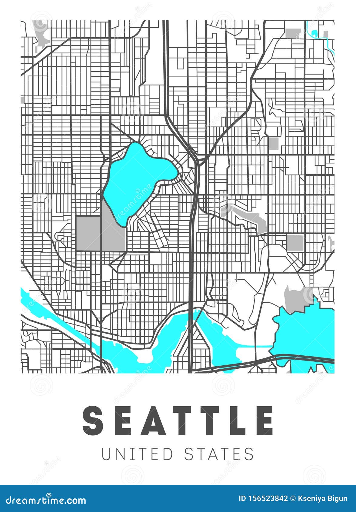 City Map Seattle, Travel Vector Poster Design. Washington Stock Vector ...