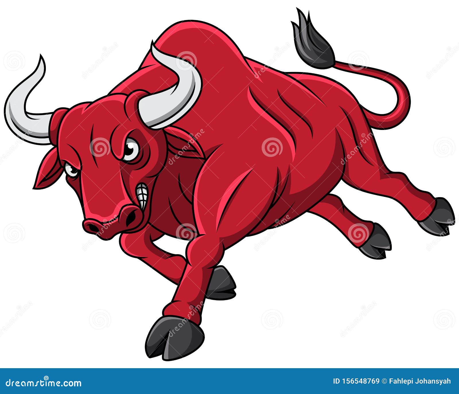 Cartoon Angry Red Bull Running Stock Vector - Illustration of charging ...