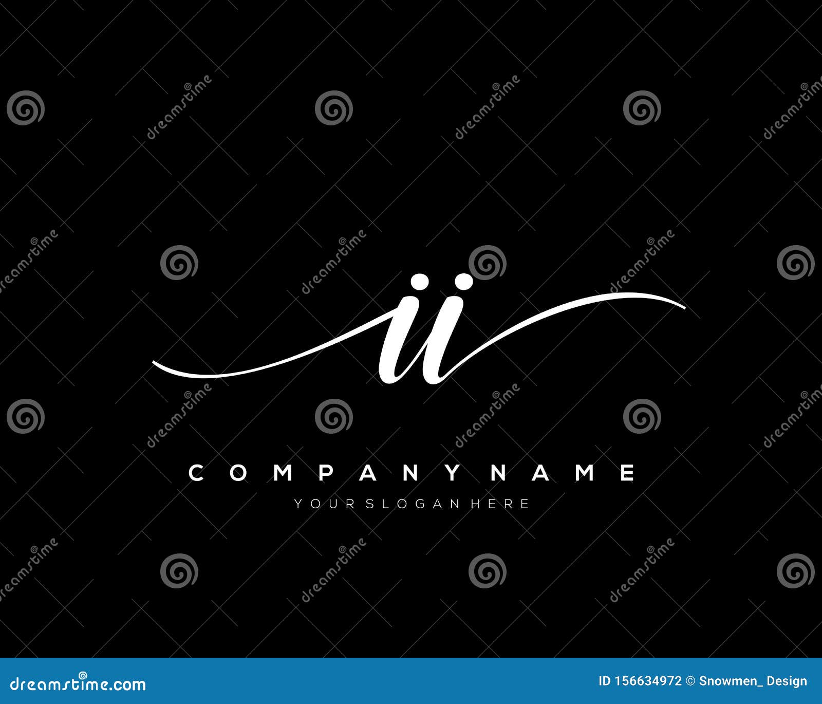 II Initial Handwriting Logo Template Vector. Stock Vector ...