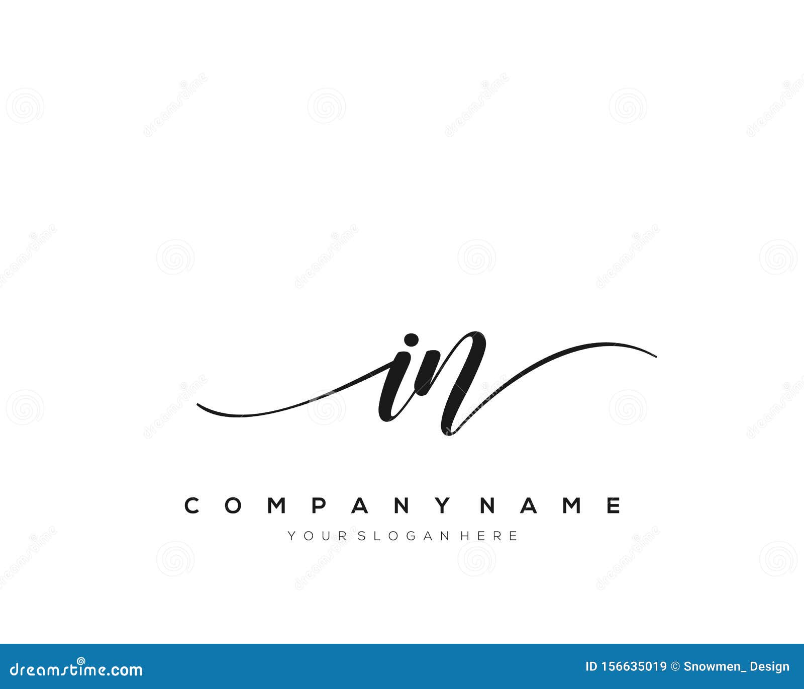 In Initial Handwriting Logo Template Vector. Stock Illustration ...