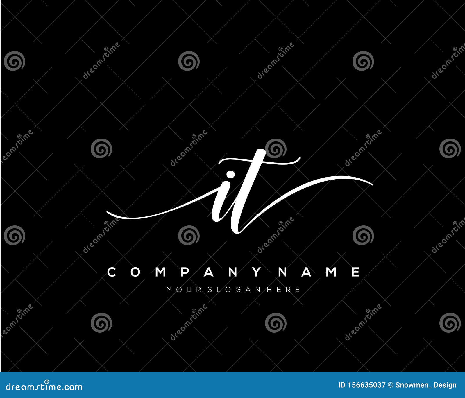It Initial Handwriting Logo Template Vector. Stock Vector ...