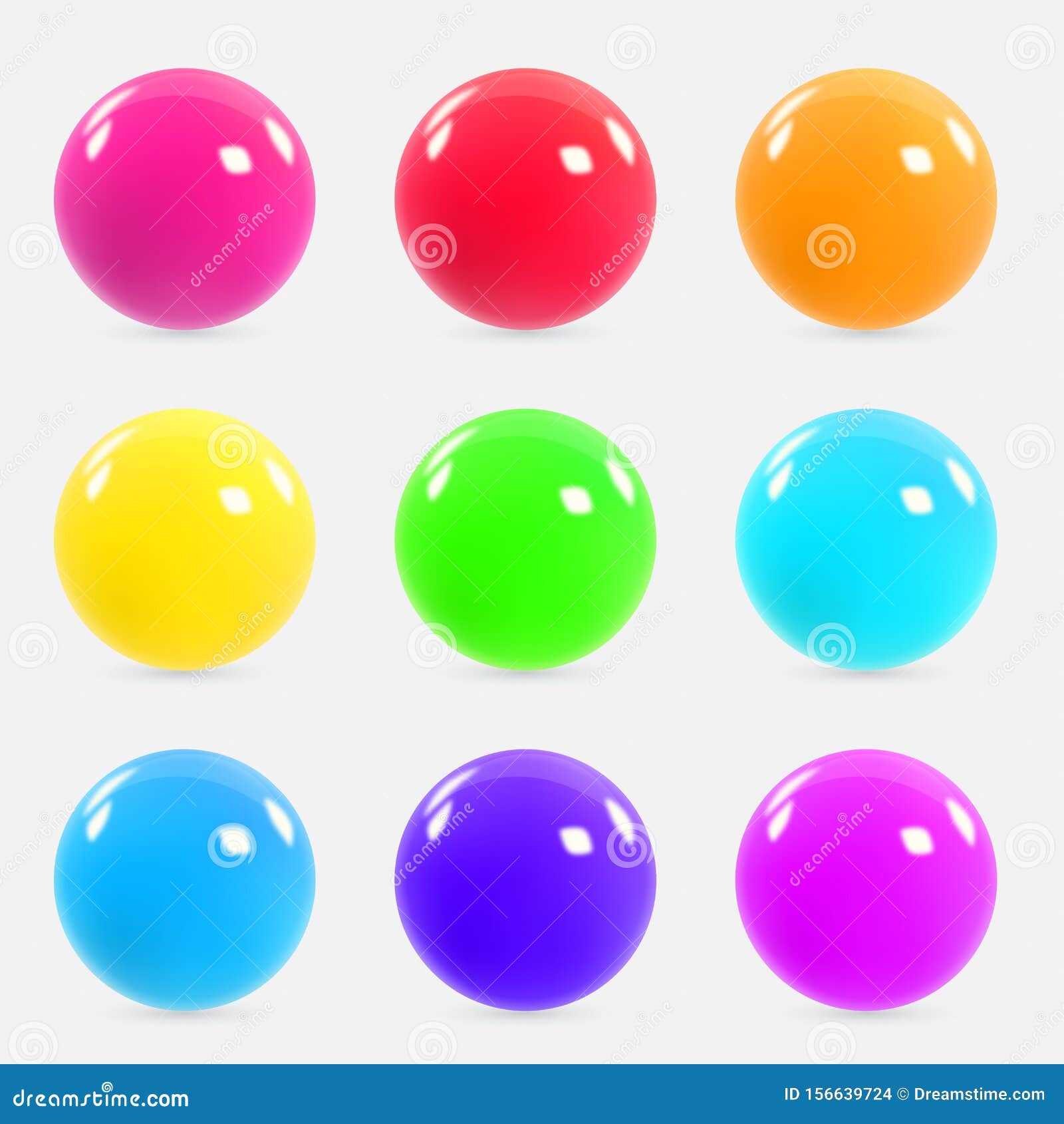 Colorful realistic spheres stock vector. Illustration of shadow - 156639724