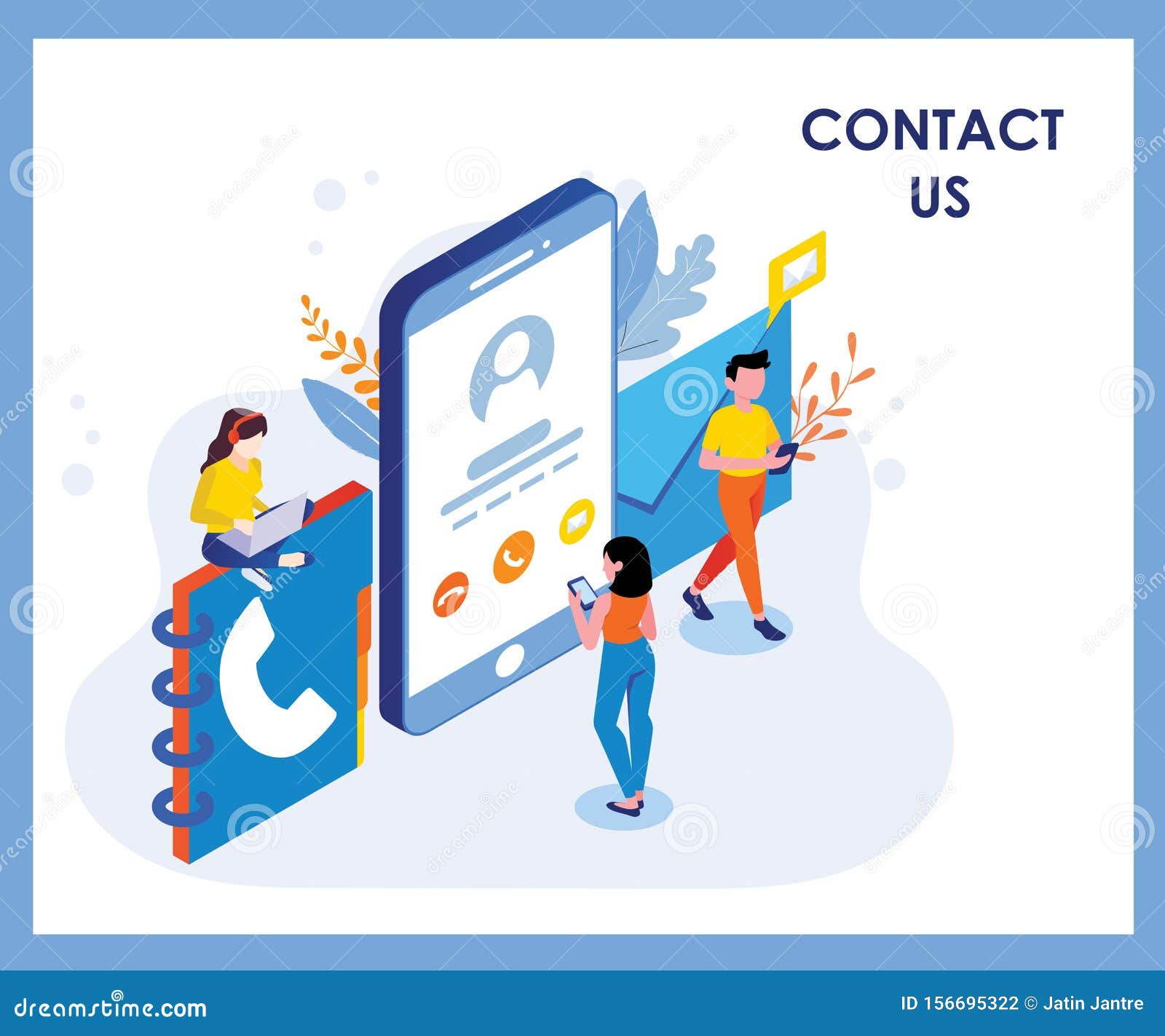 Contact Us Isometric Concept Design Stock Vector - Illustration of ...