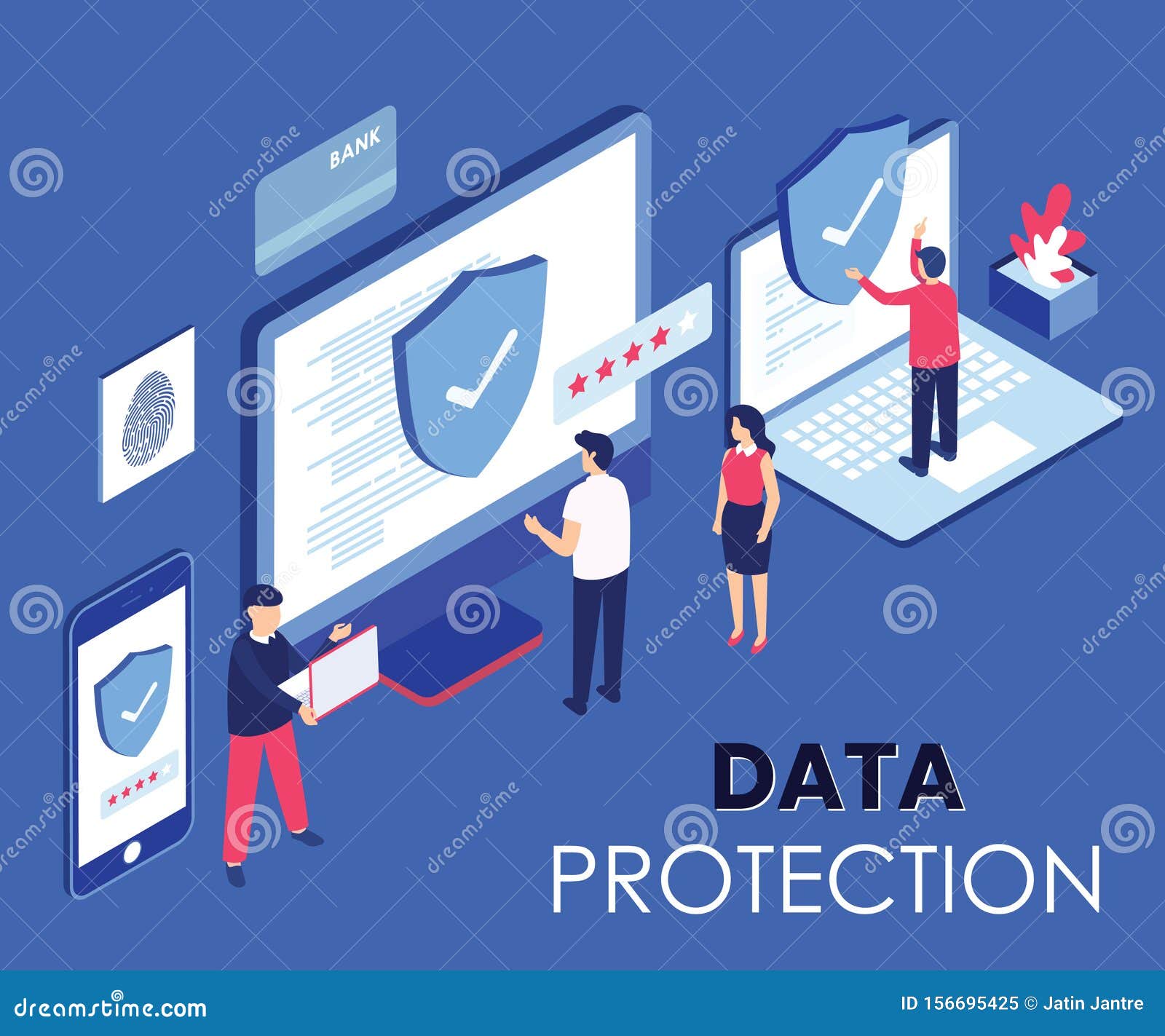 Data Protection Isometric Design Vector Stock Vector - Illustration of ...