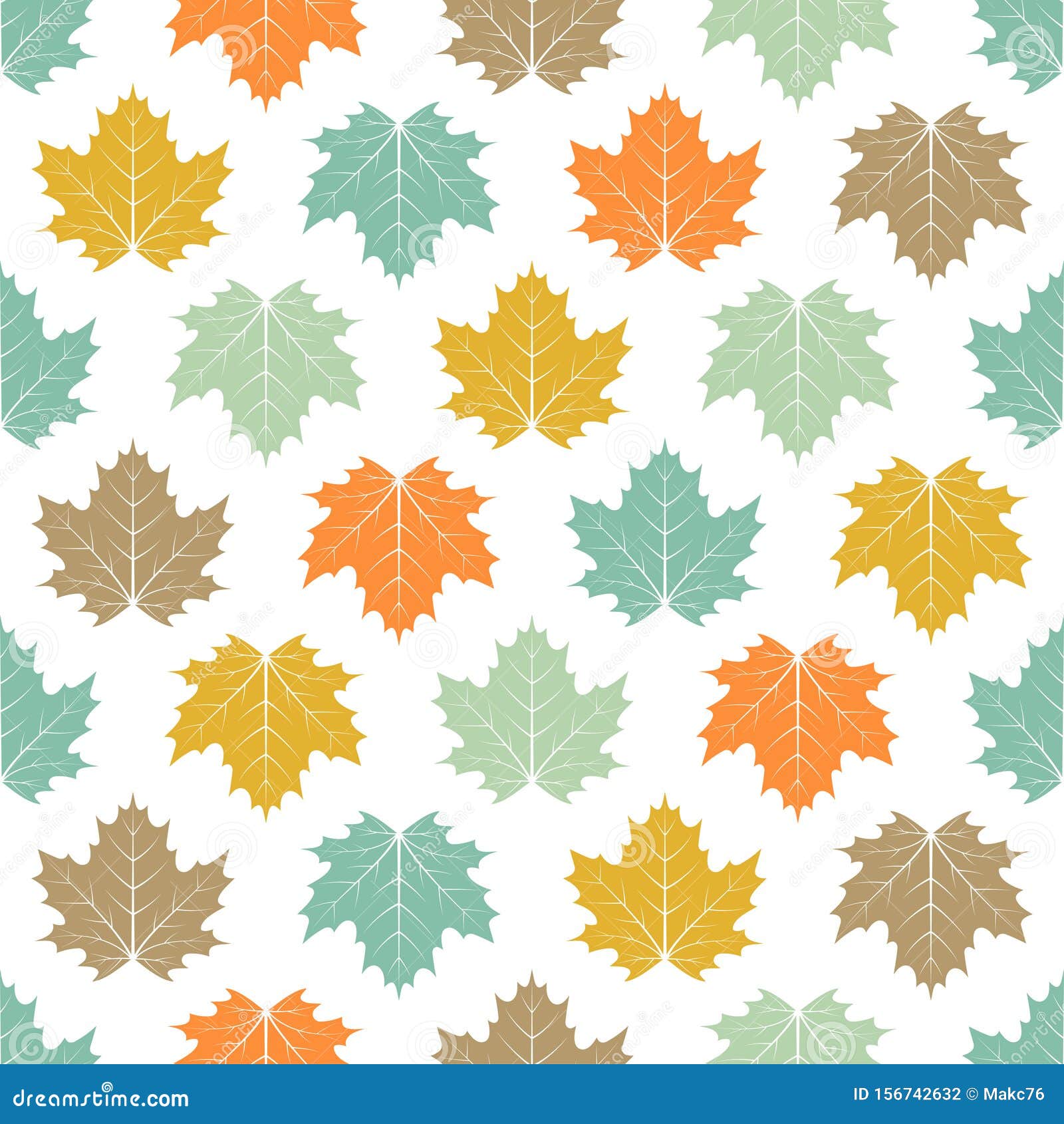 Seamless Colored Maple Leaves Pattern Stock Vector - Illustration of ...