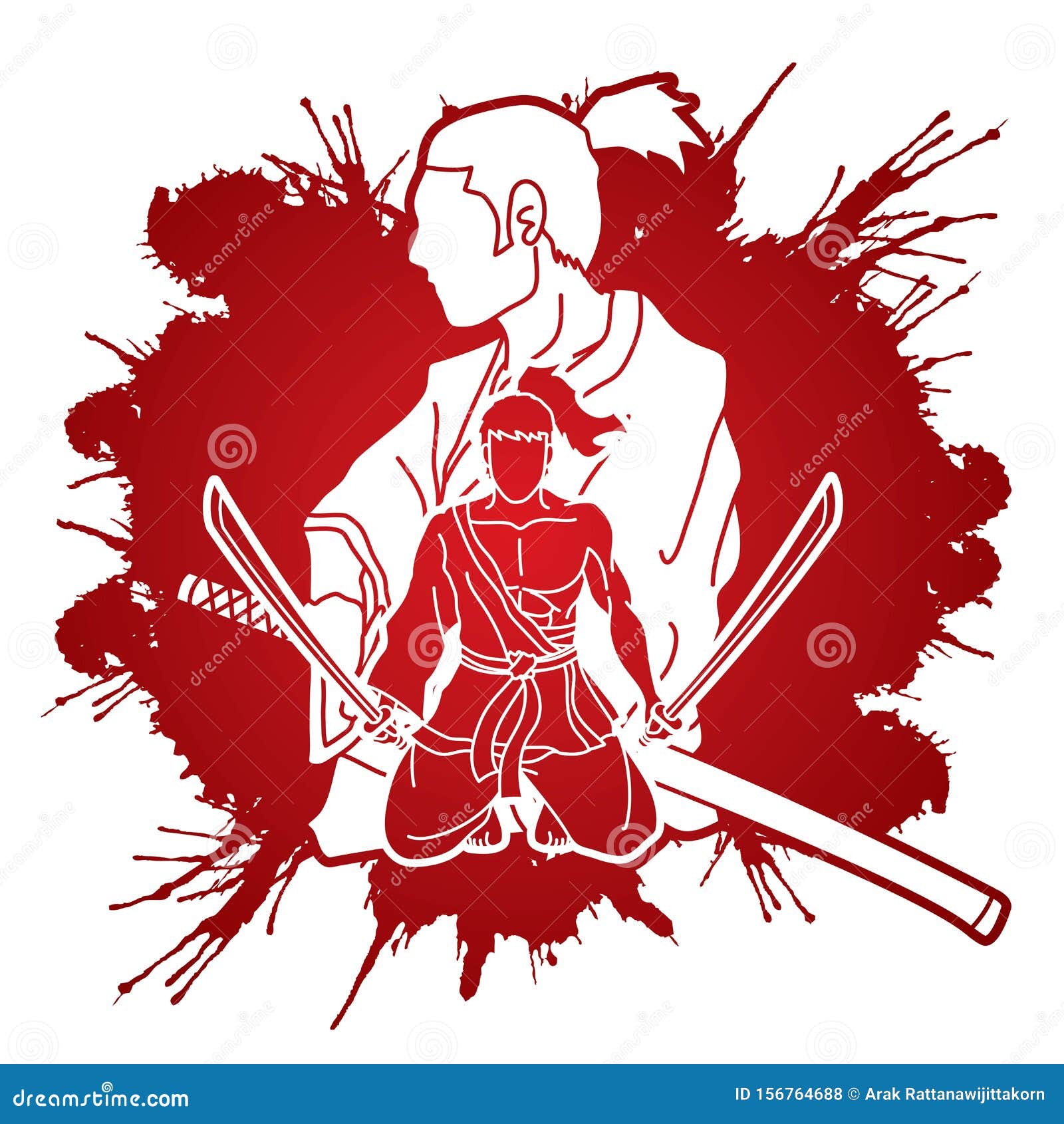 Samurai. Warriors Theme Vector Illustration | CartoonDealer.com #43701686