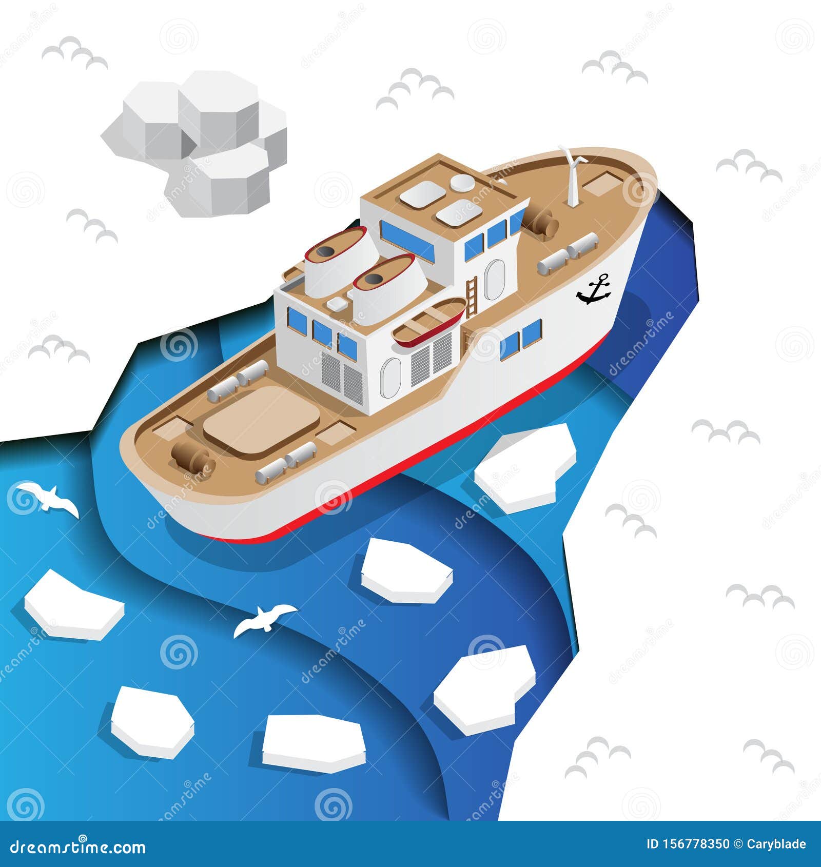 Ship in the sea ice. stock vector. Illustration of plan - 156778350