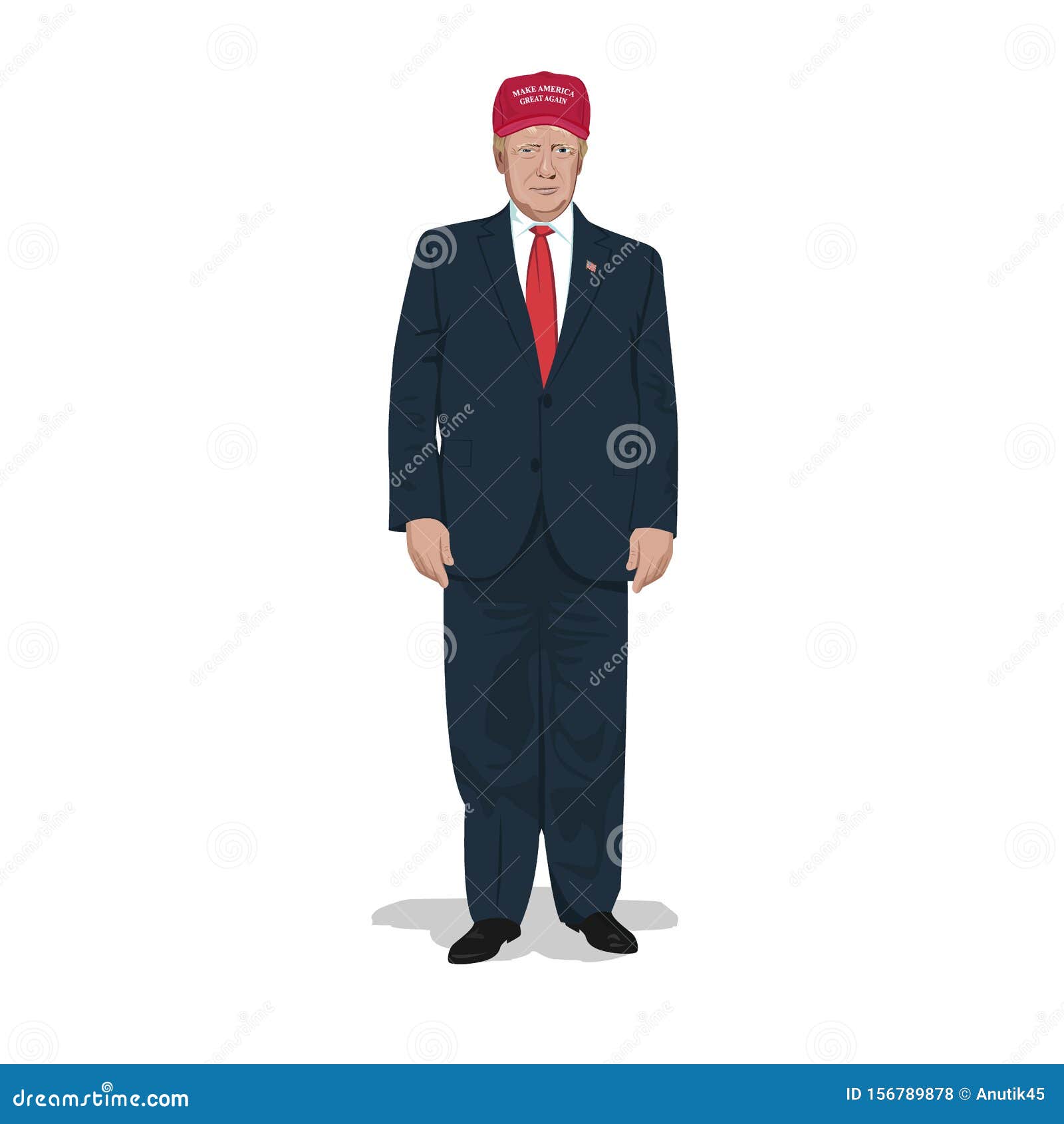 Vector Illustration of President Donald Trump in Red Hat Editorial ...