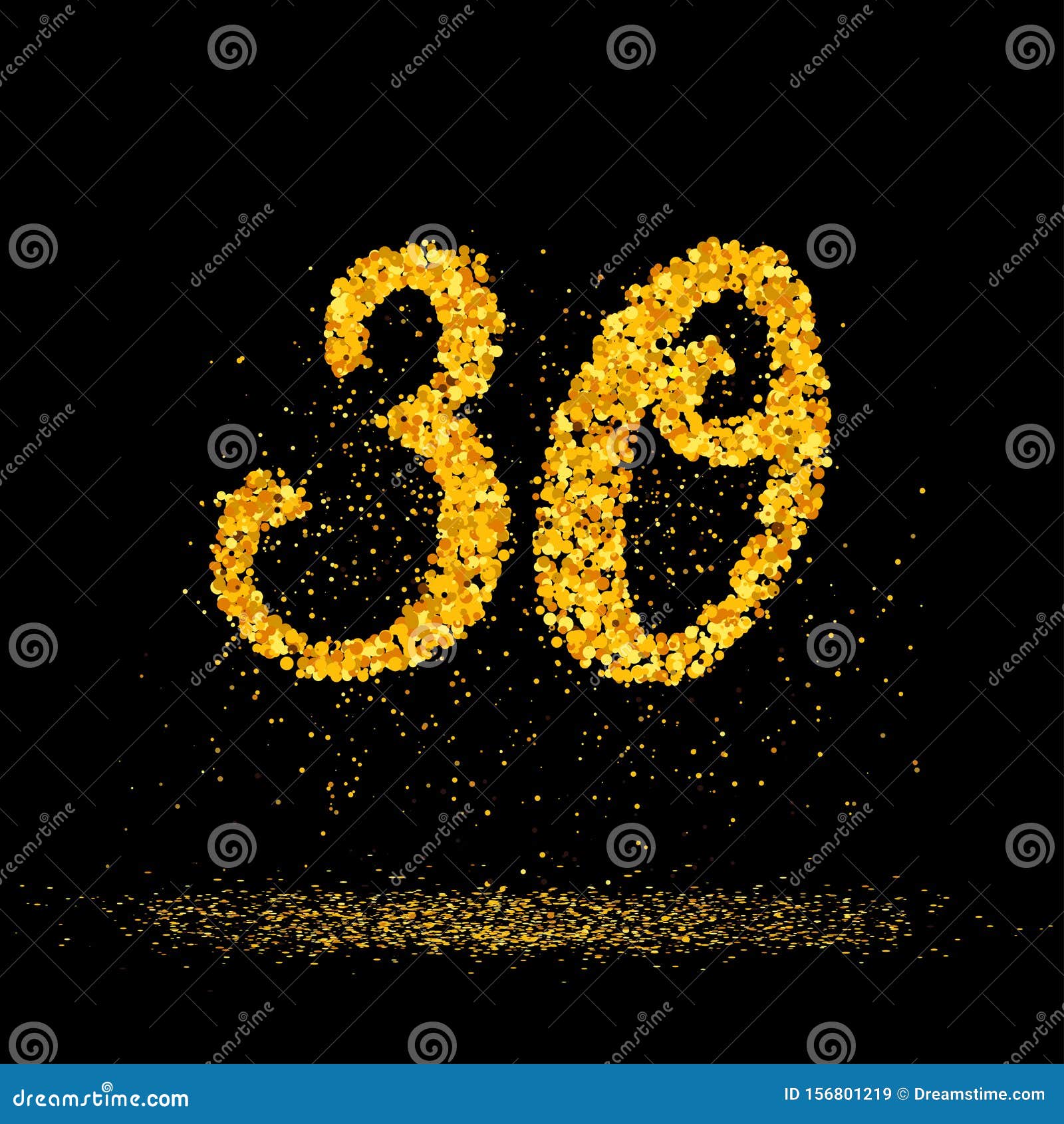 30 Made with Little Glitter Gold Circles Stock Vector - Illustration of ...