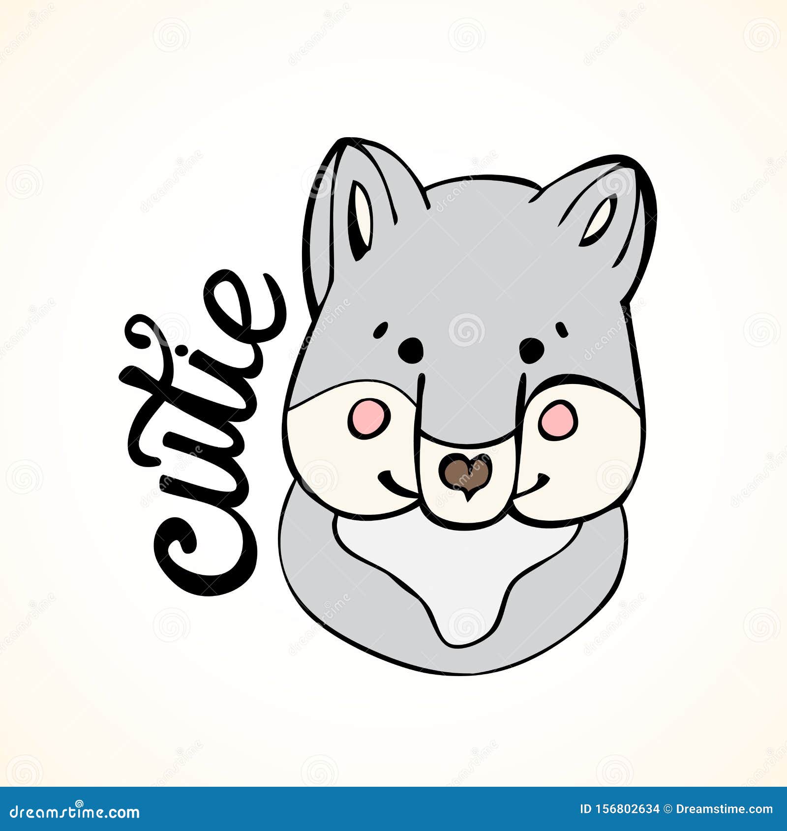 Cute little wolf stock vector. Illustration of drawing - 156802634