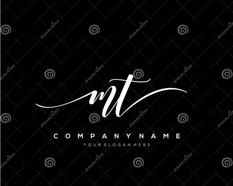 MT Initial Handwriting Logo Template Vector. Stock Vector ...