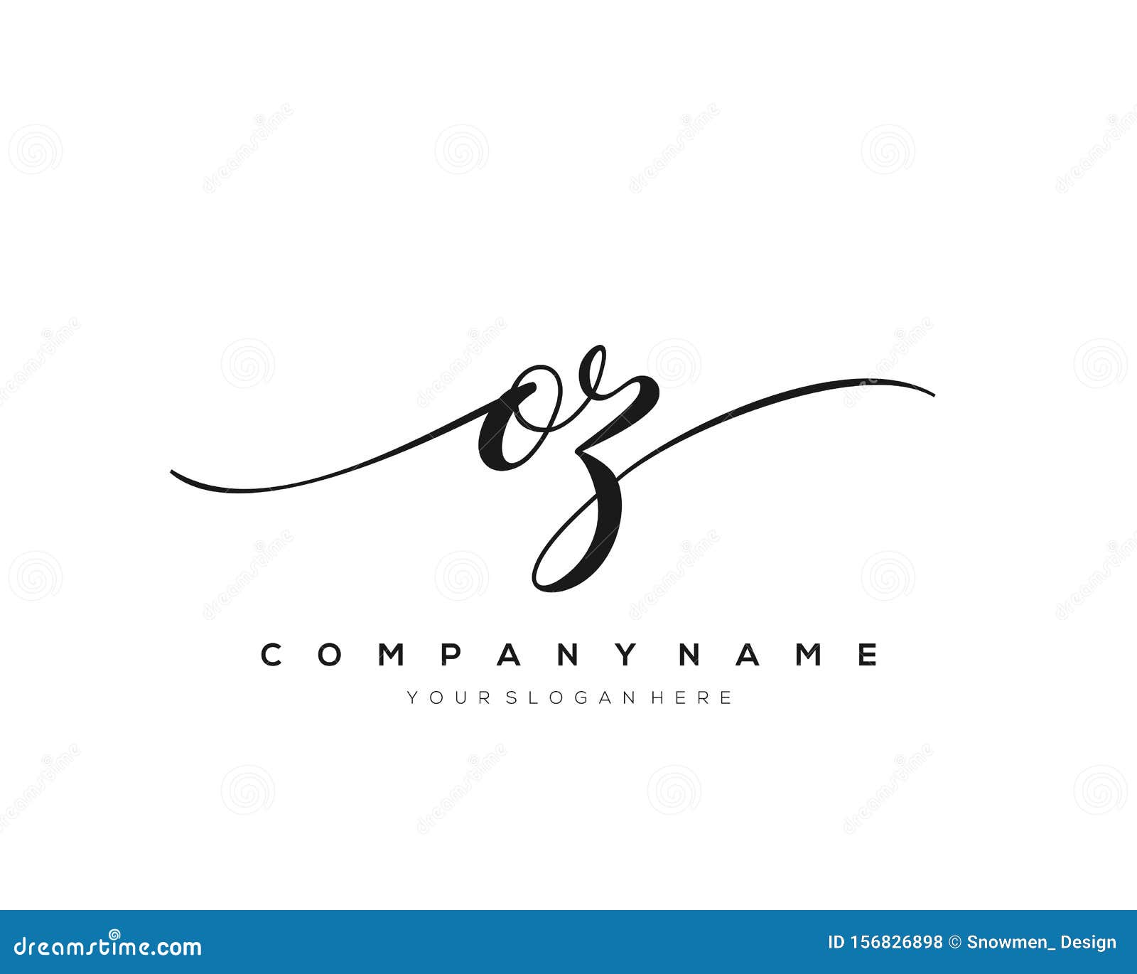 OZ Initial Handwriting Logo Template Vector. Stock Vector ...