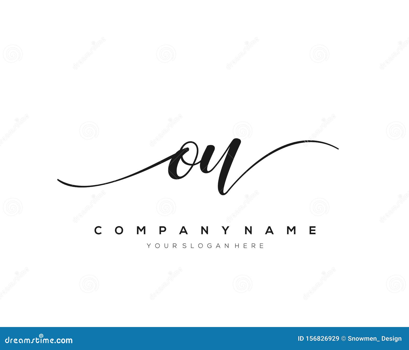 OU Initial Handwriting Logo Template Vector. Stock Vector ...