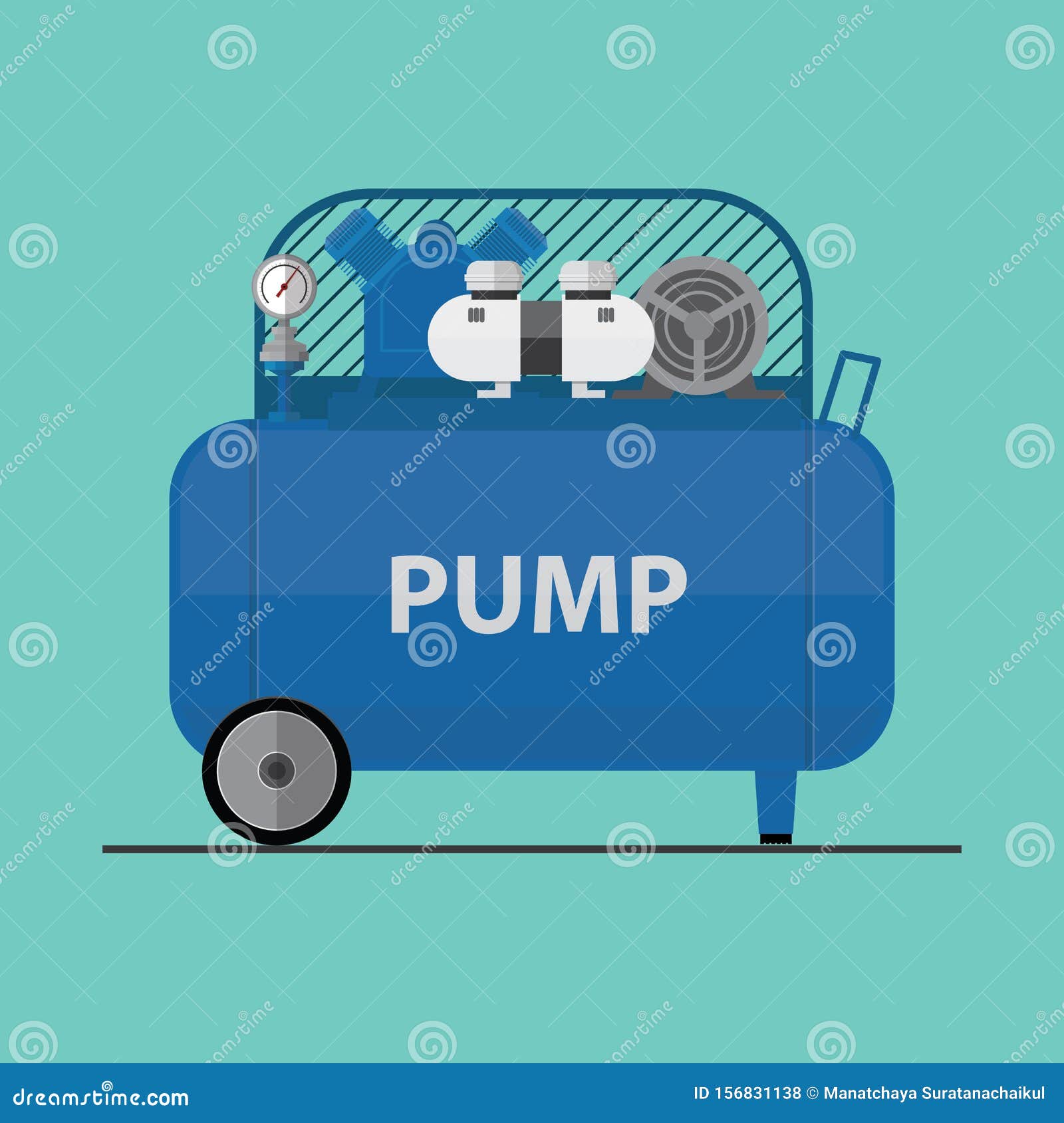 Air Pump Vector Flat Design. Stock Illustration - Illustration of ...