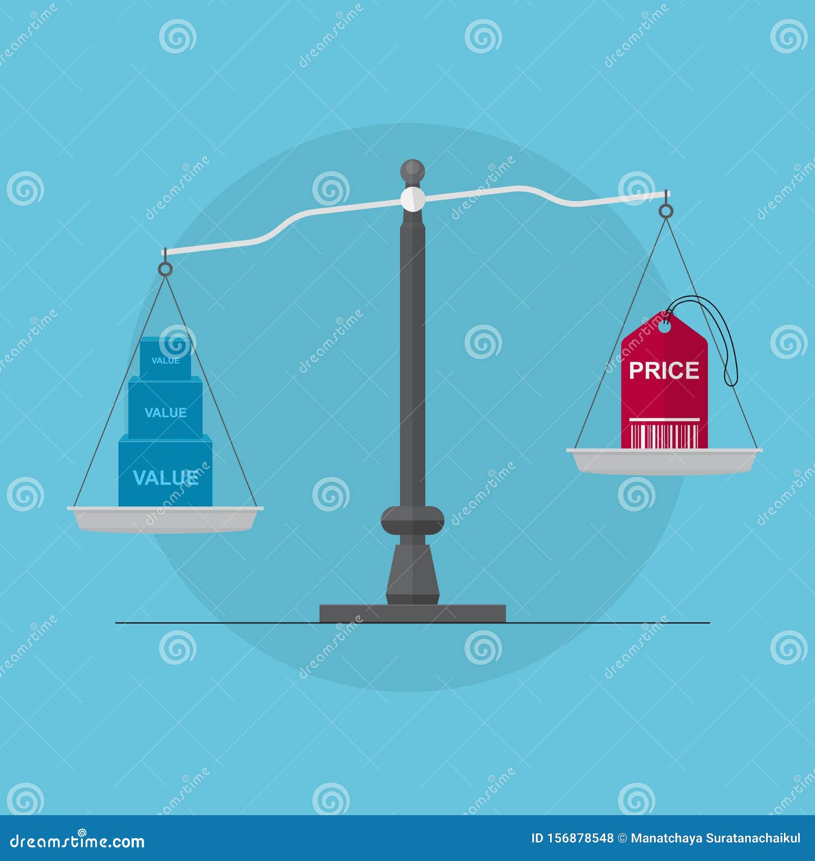 Value and Price Balance on the Scale Stock Illustration - Illustration ...