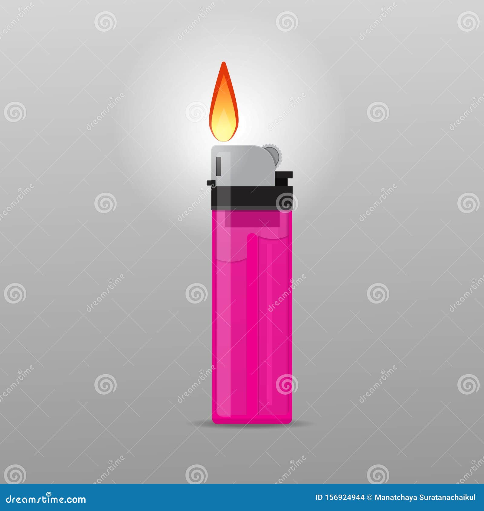 Pink Lighter with a Burning Flame. Stock Vector - Illustration of ...
