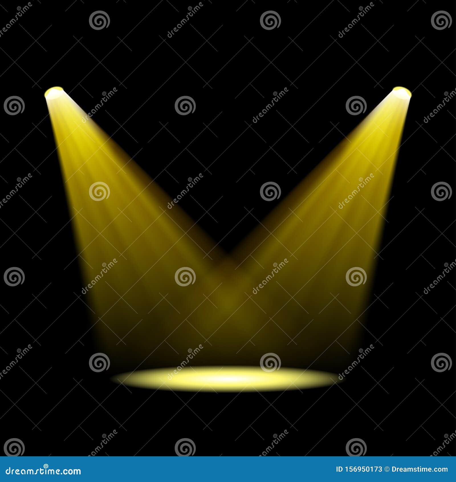 Glowing yellow spotlights stock vector. Illustration of festive - 156950173