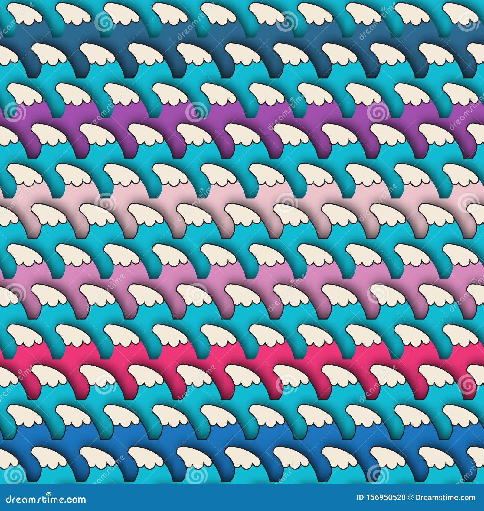 Seamless cute waves stock vector. Illustration of graphic - 156950520