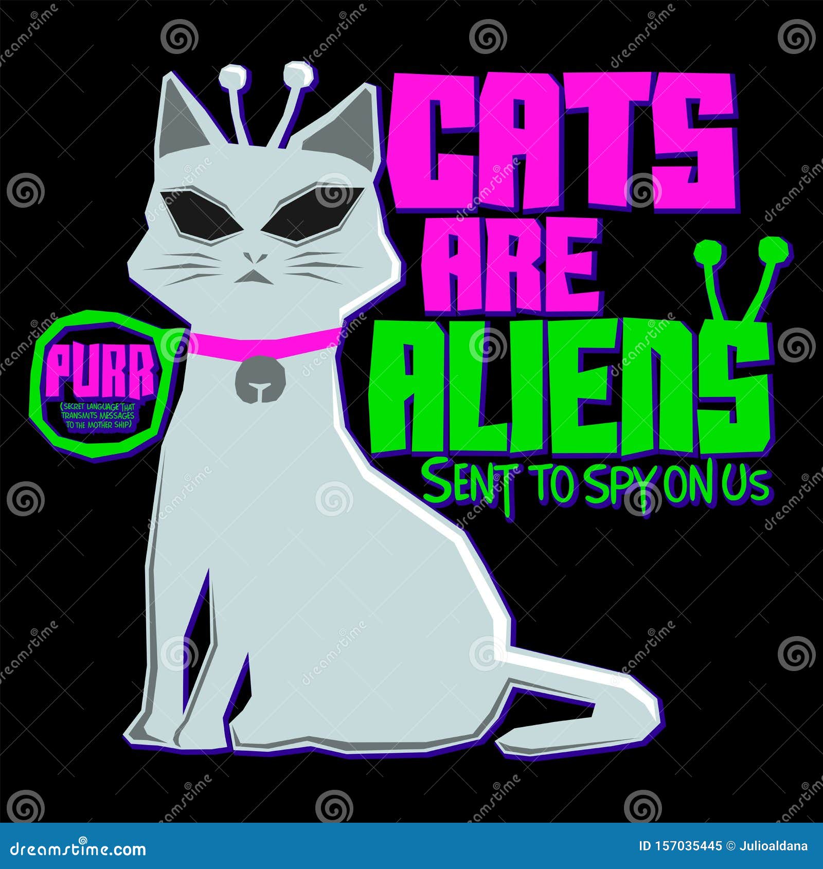 Cats are Aliens Funny Vector Illustration, T-shirt Print Design. Stock ...