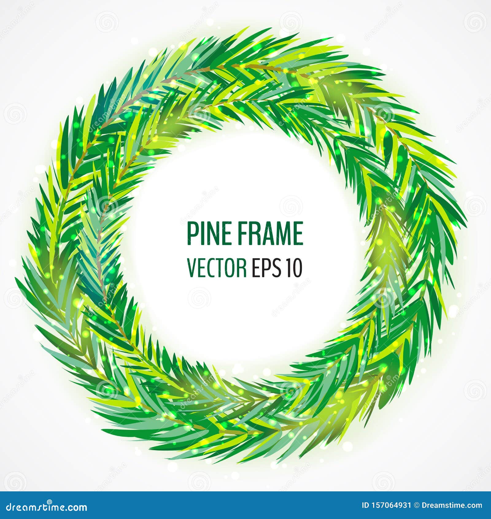 Holiday pine circle frame stock vector. Illustration of background ...
