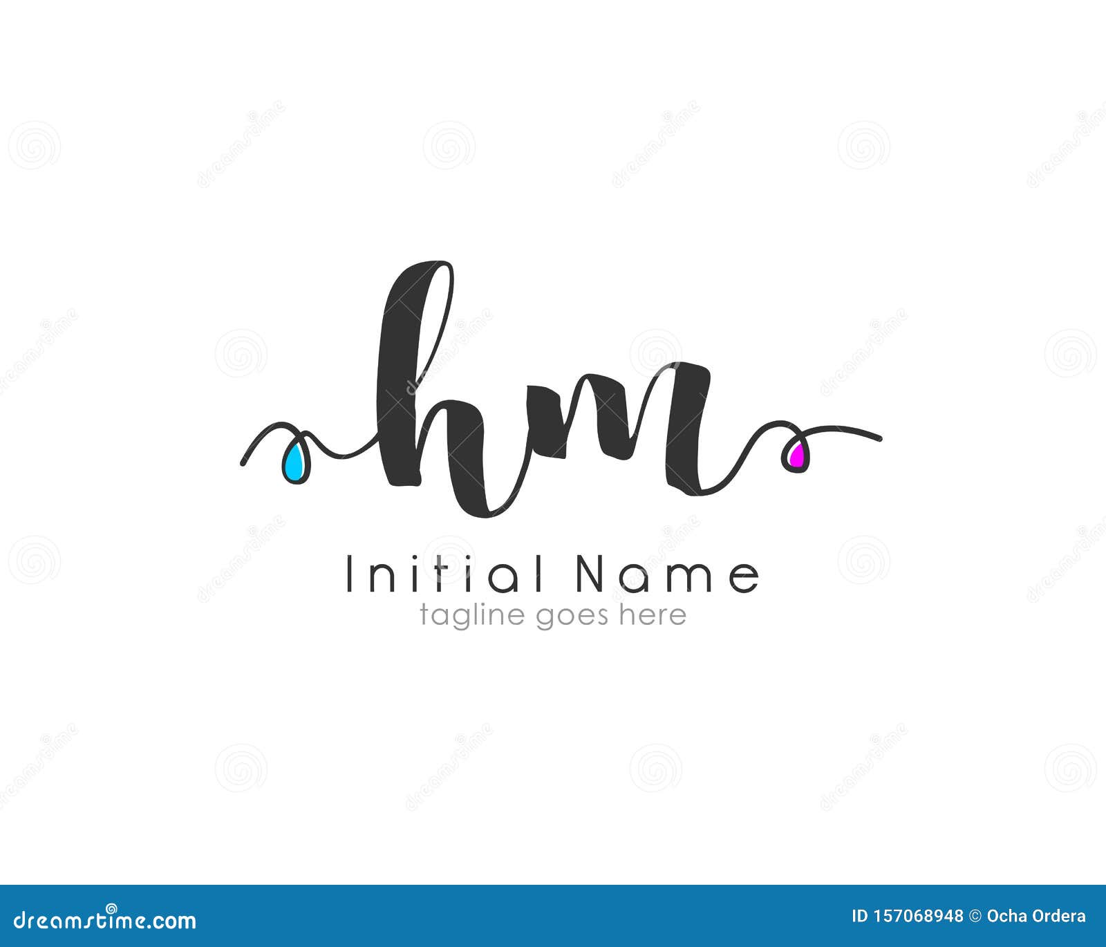 HM Signature Initial Logo Template Vector. Initial Signature Logo ...