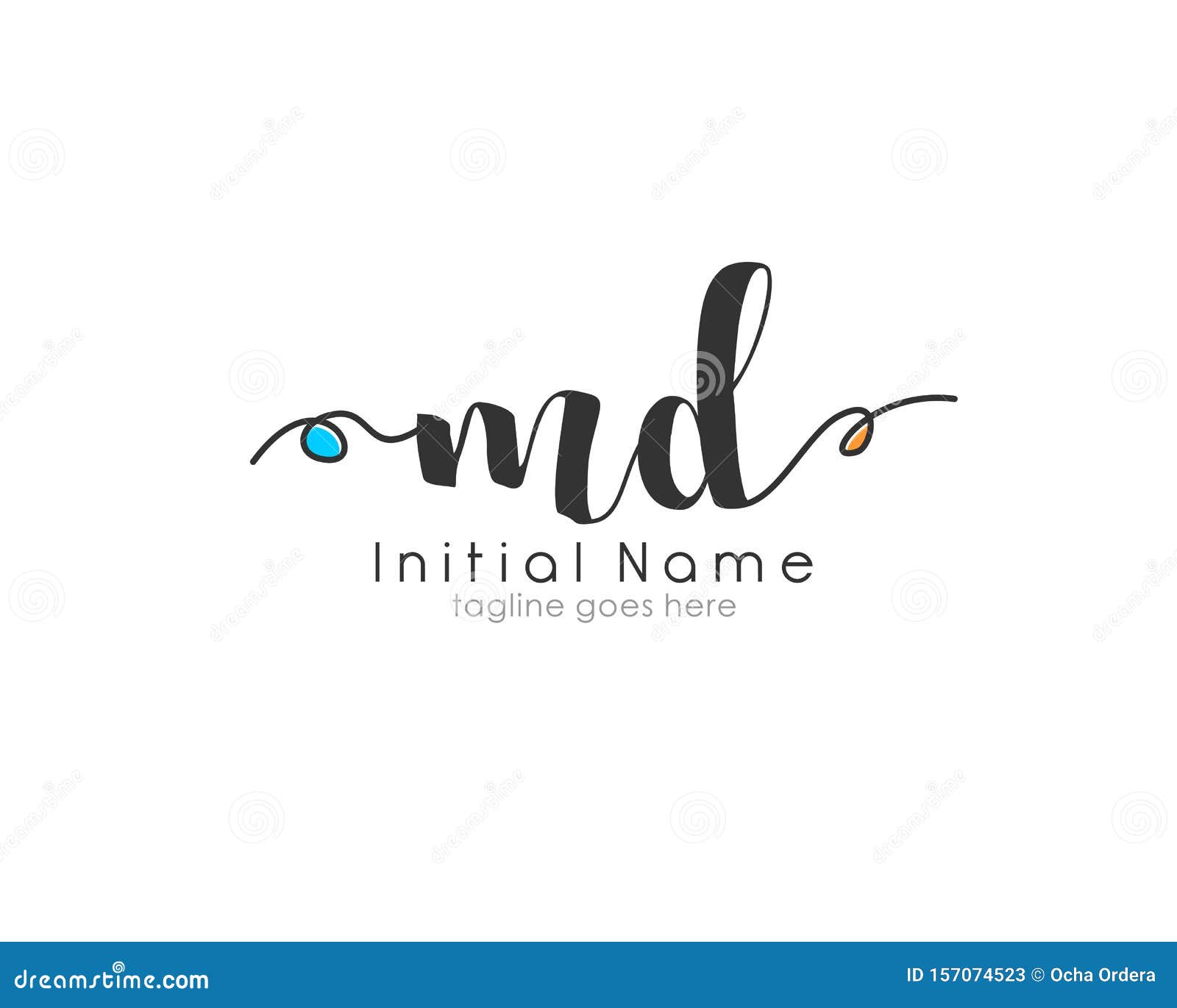 MD Signature Initial Logo Template Vector. Initial Signature Logo ...