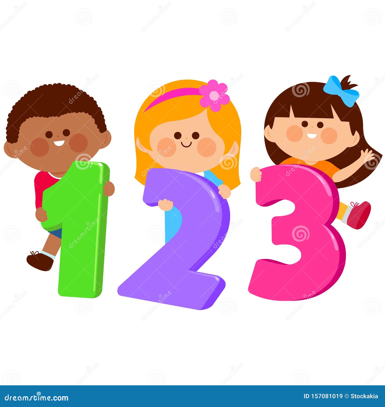 Children Holding Colorful Numbers. Boys and Girls Students and Numbers ...