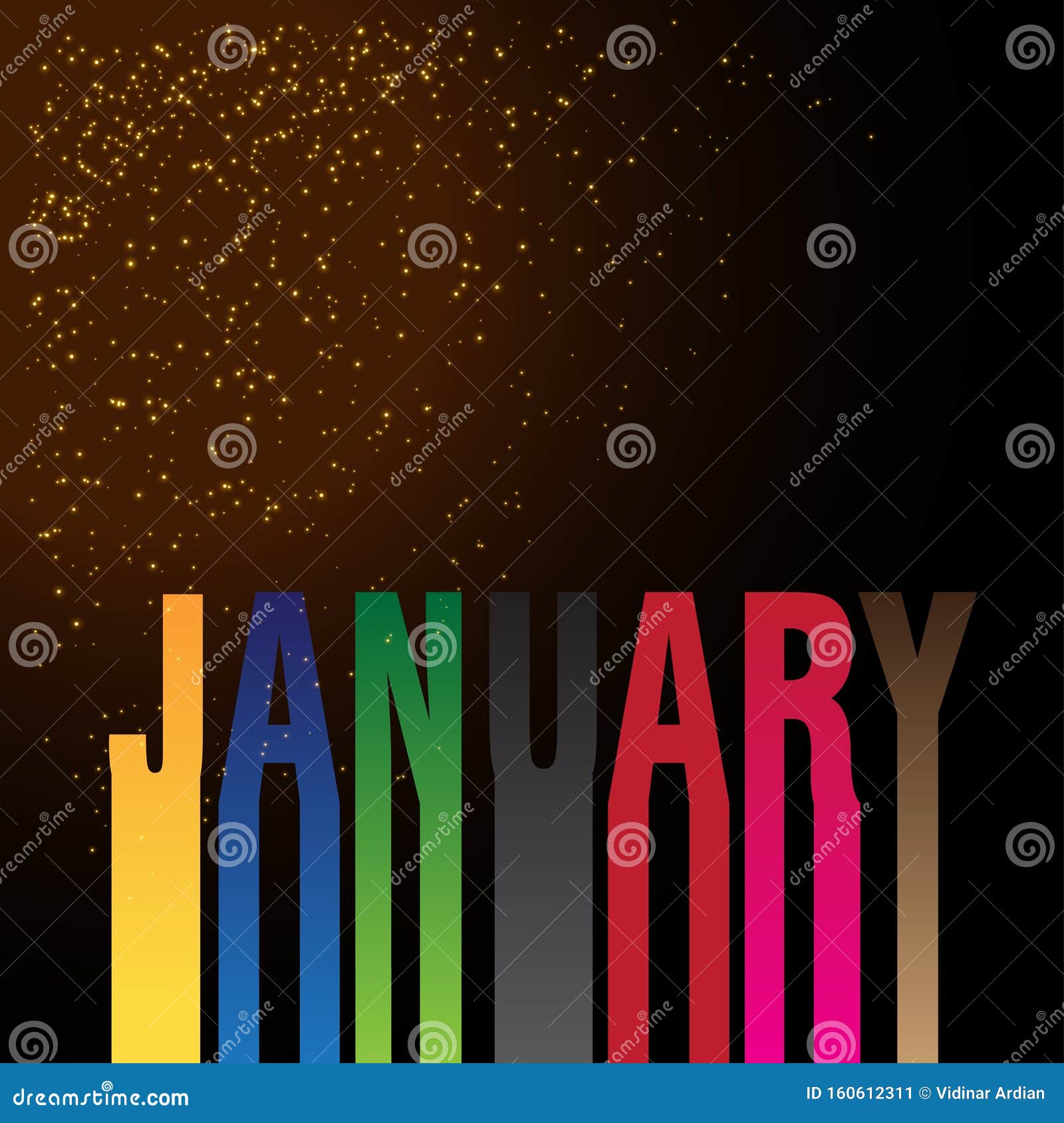 Graphic Text Design in January Stock Illustration - Illustration of ...