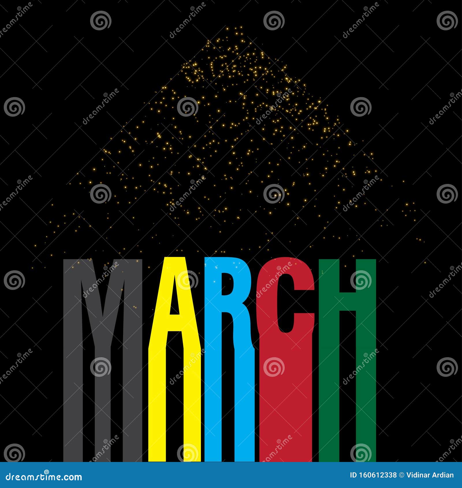 Graphic Text Design in March Stock Illustration - Illustration of ...